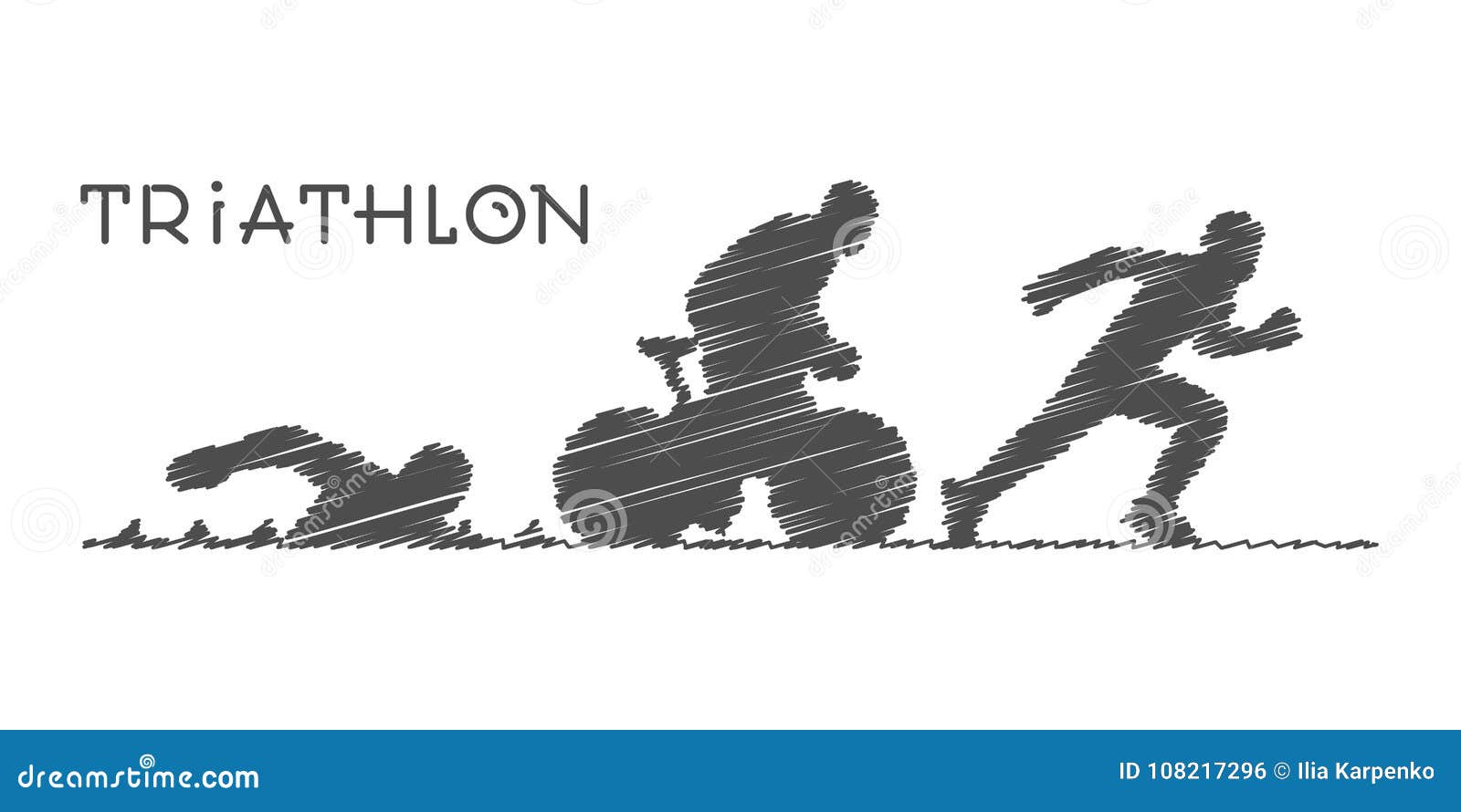 Vector Line Design Concept for Triathlon Stock Illustration ...