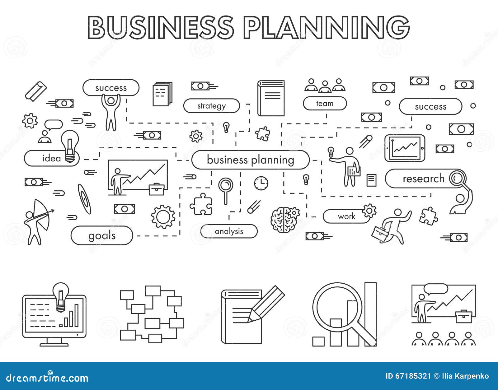 Vector Line Design Concept Web Banner for Business Planning. Stock ...