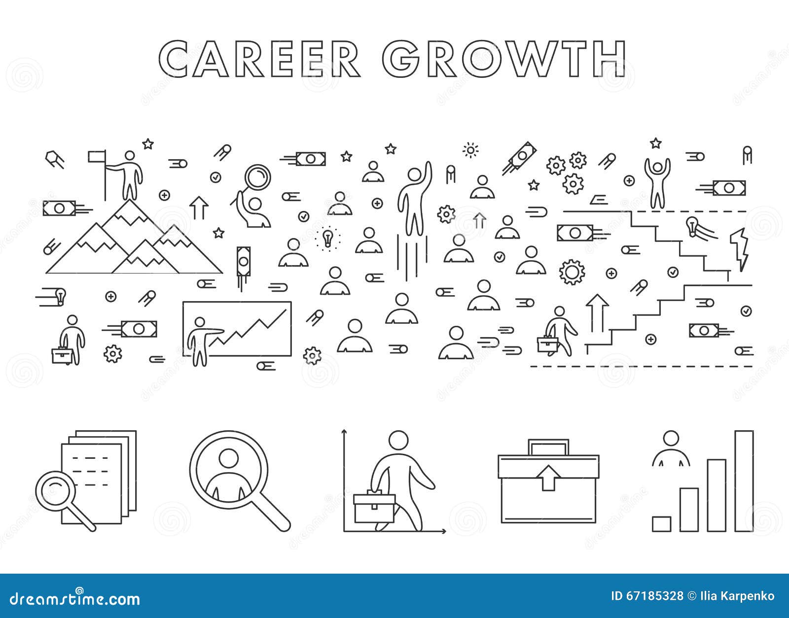 Vector Line Design Concept Web Banner for Career Growth. Stock ...