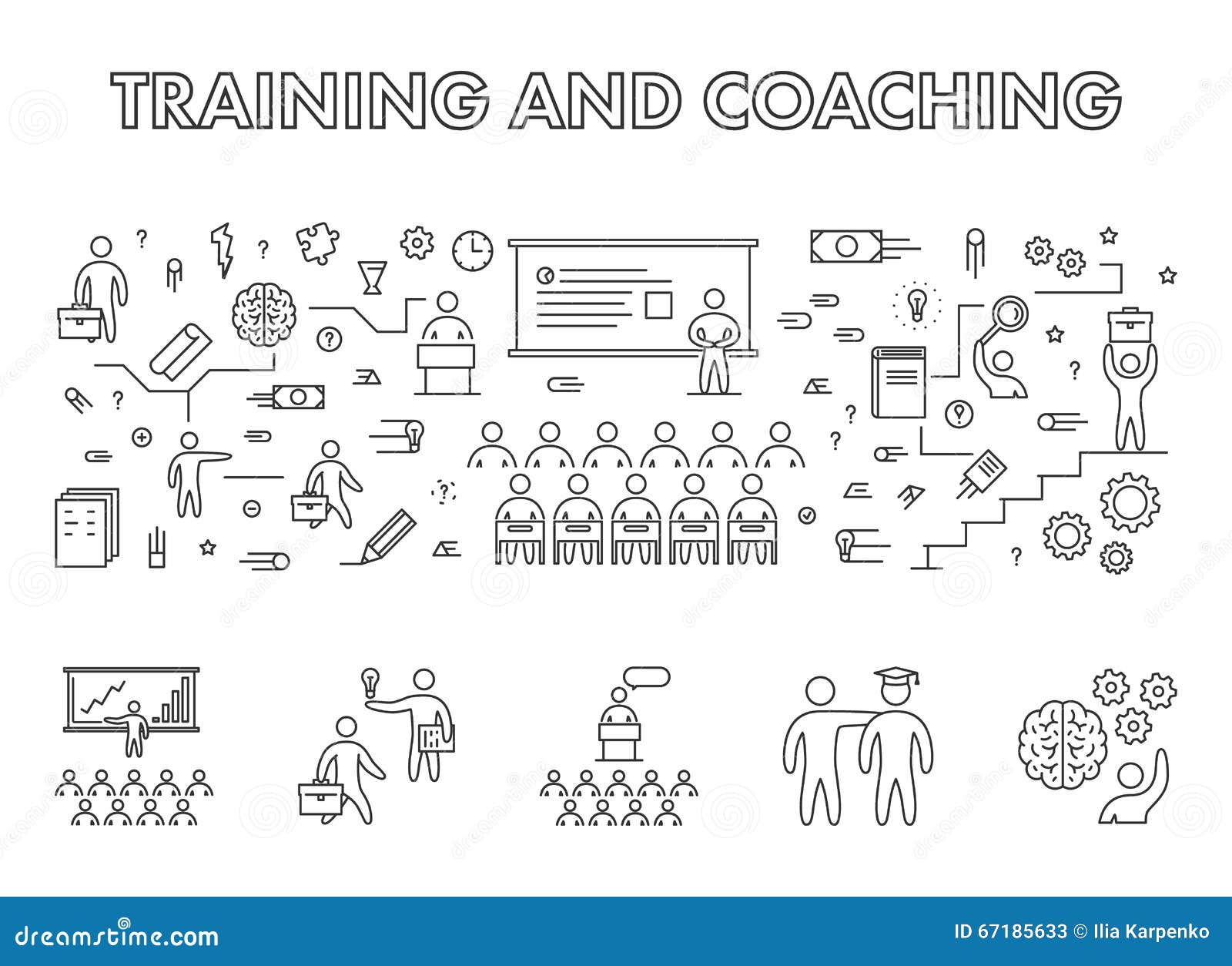 Vector Line Design Concept Web Banner for Training. Stock Illustration ...