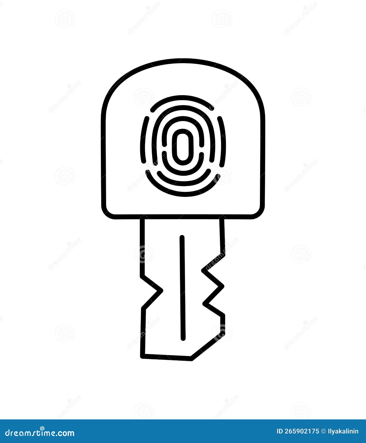 Fingerprint Key. Digital Lock Biometrics. Cyber Security. Vector Line ...