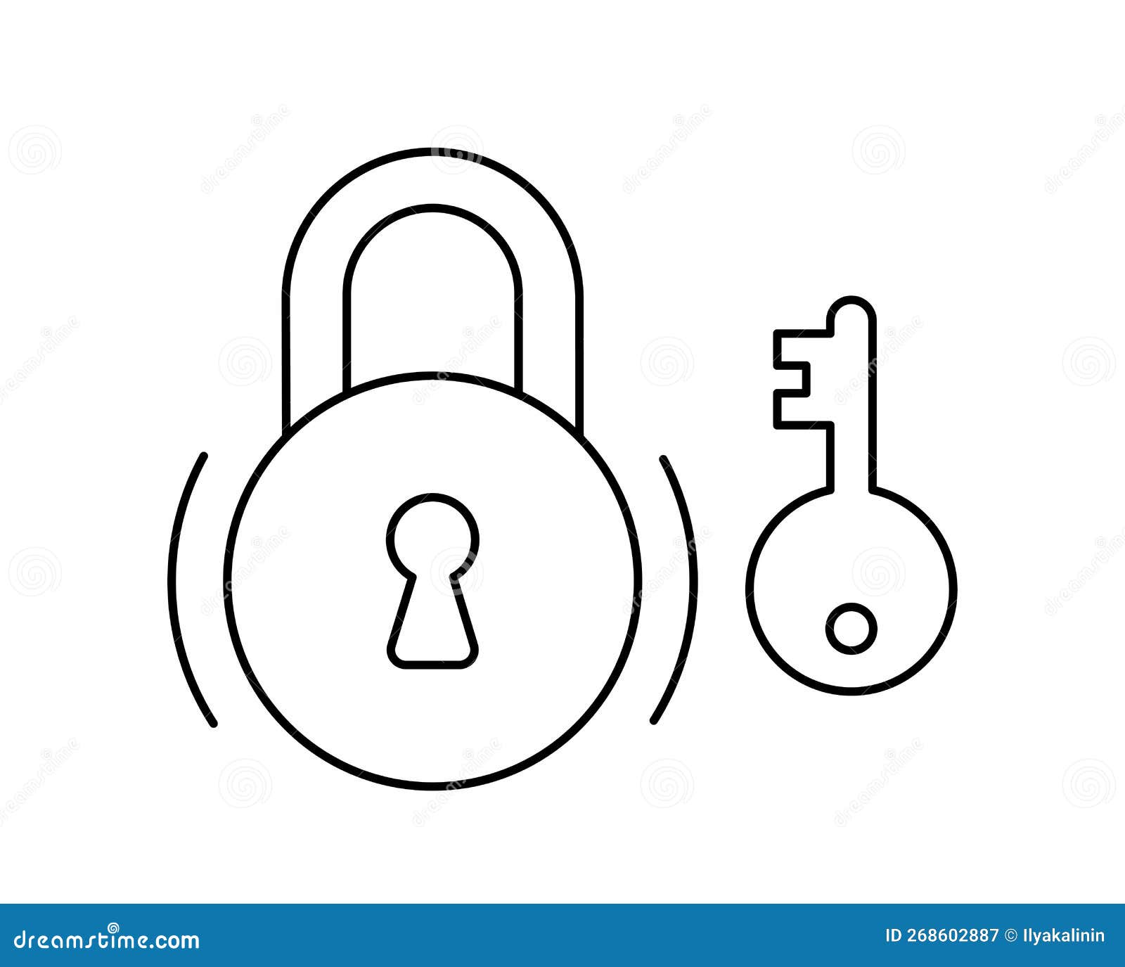 Lock and Key. Vector Line. Editable Outline Stroke. Stock Illustration ...