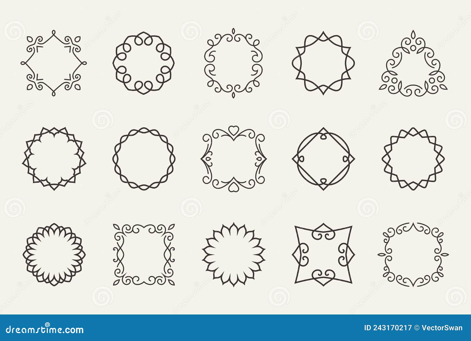Vector Line Emblems and Badges Frames for Logo or Labels Stock Vector ...