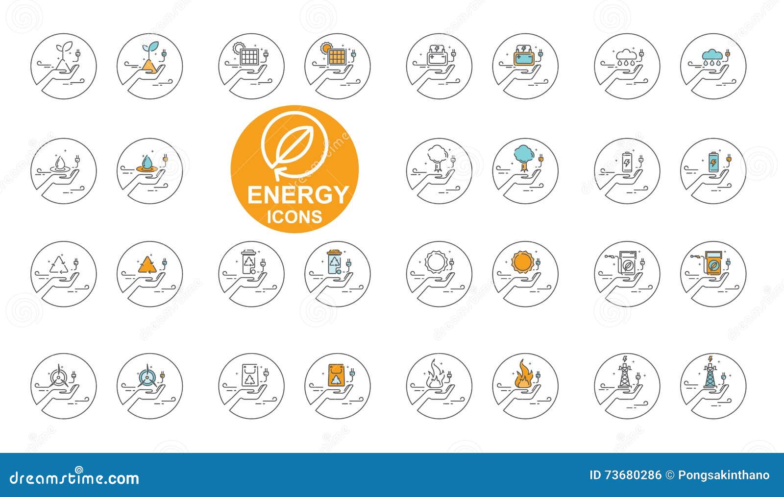 Vector Line ENERGY Icon Set Design 2 Stock Vector - Illustration of ...