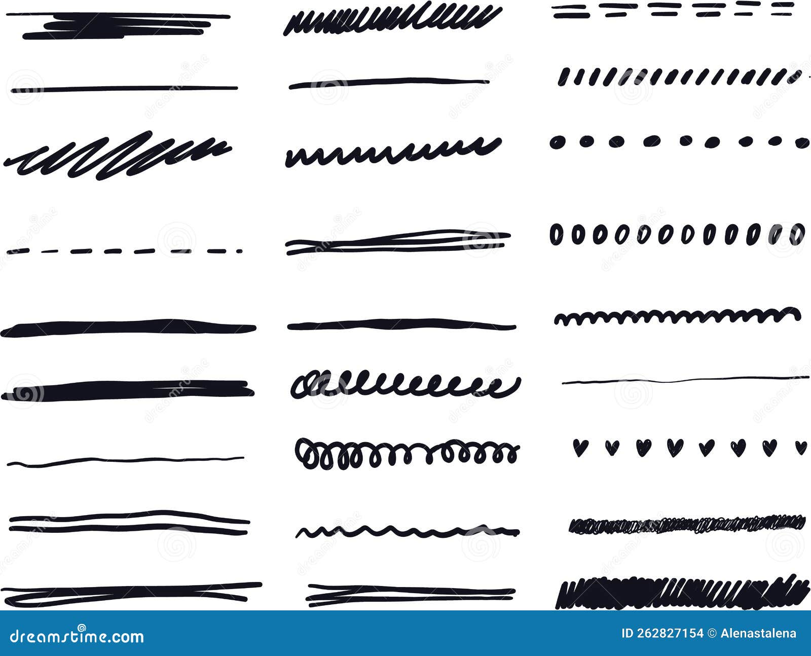 Vector Line Grunge Sketch Border. Hand Drawn Brush Pen Stroke Stock ...