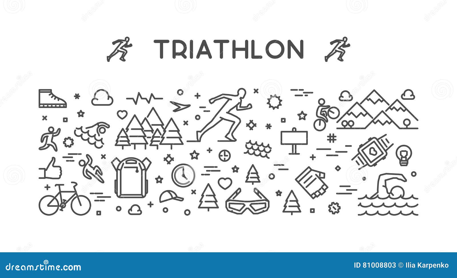 Vector Line Horizontal Concept for Triathlon Stock Illustration ...