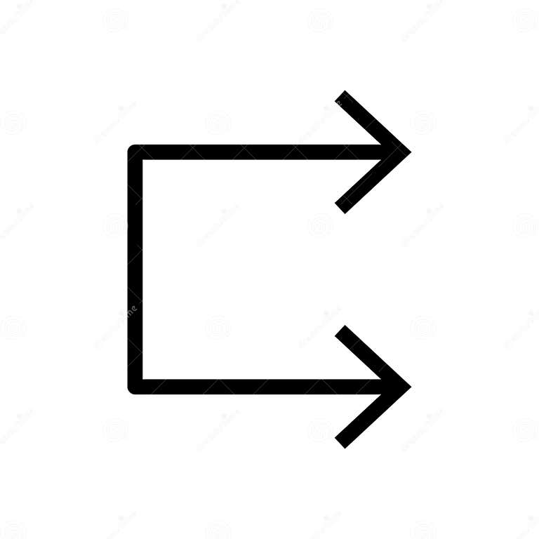 Vector Line Icon Arrow Replace Pointing in One Direction on a Black ...