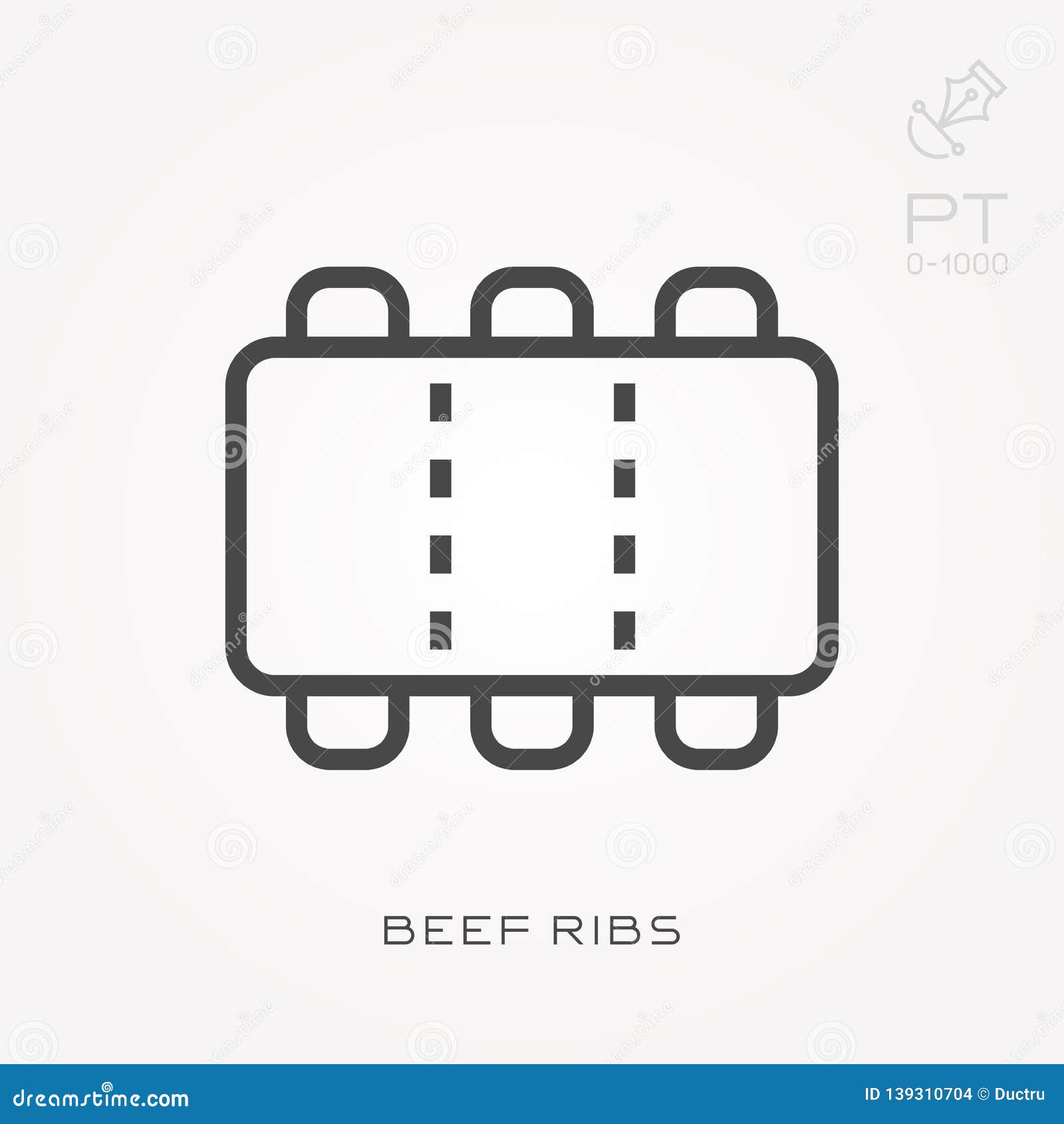 Vector line icon beef ribs stock vector. Illustration of bone - 139310704
