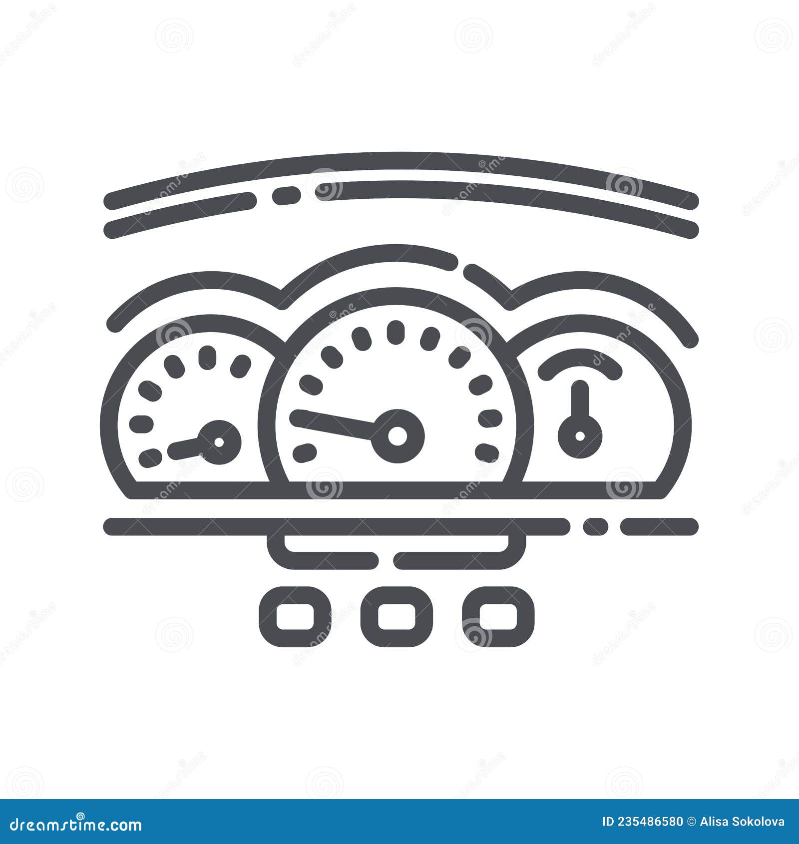 Vector Line Icon of a Car Dashboard Front View Isolated Stock Vector ...