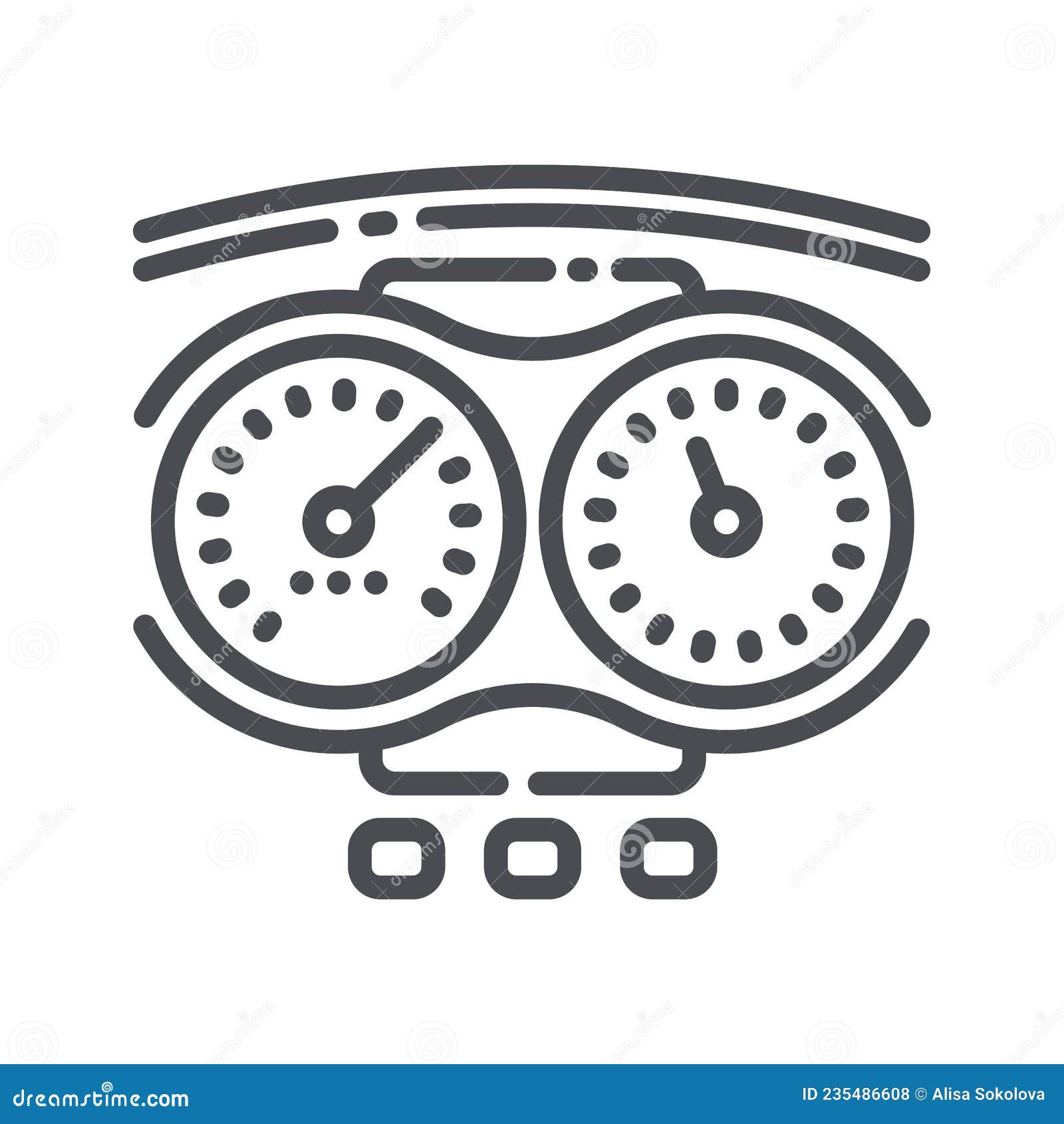 Vector Line Icon of a Car Dashboard Front View Isolated Stock Vector ...