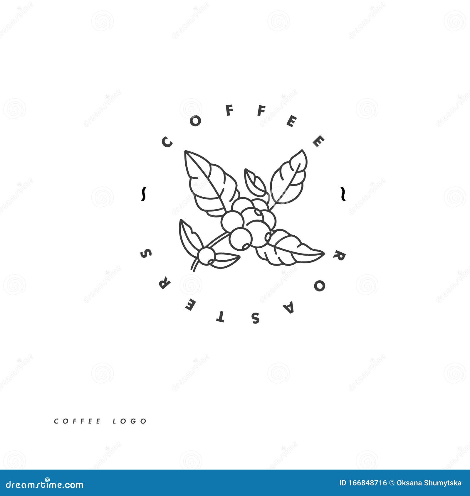 Vector Line Icon of Coffee Tree Branch. Coffee Plant Linear Logo. Stock ...
