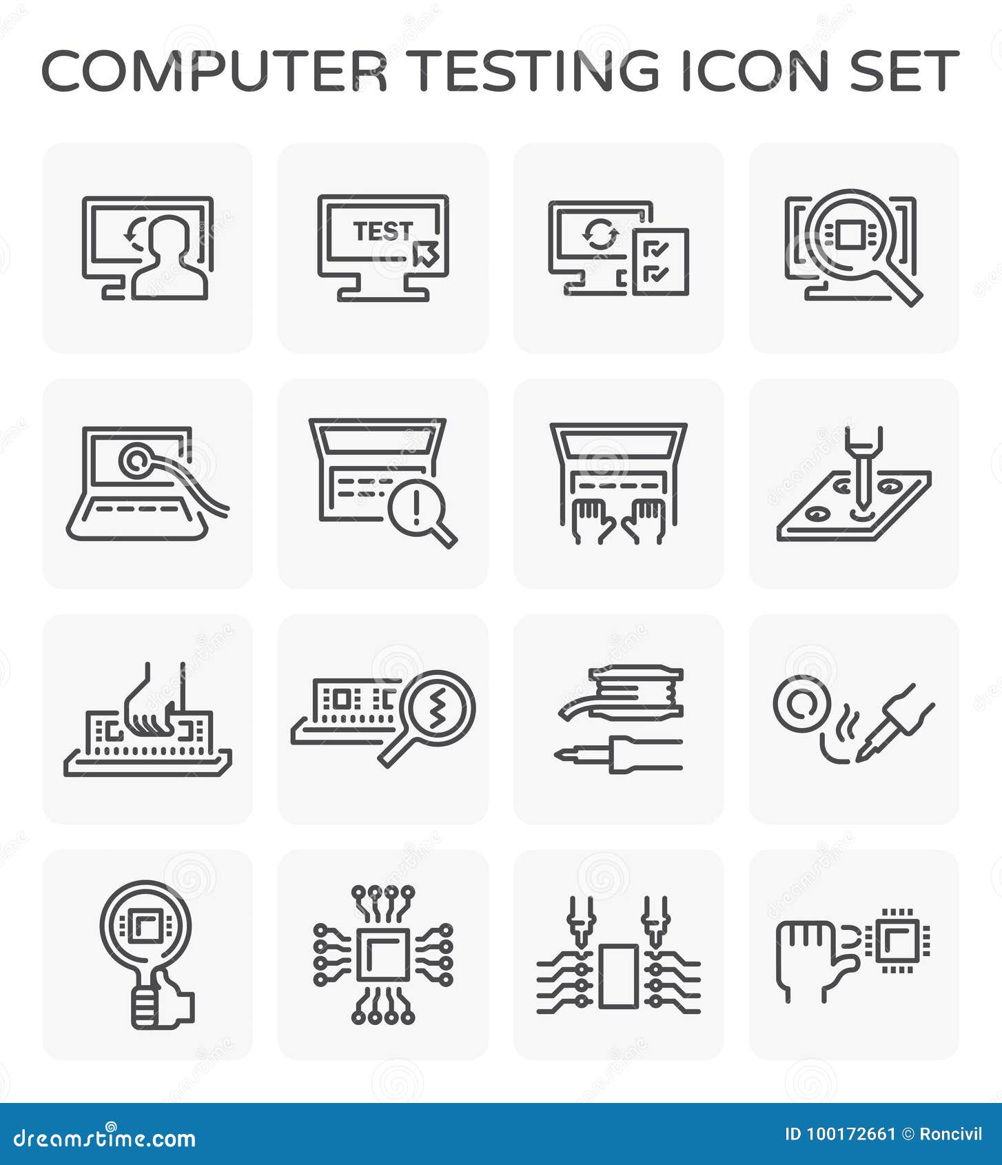 Computer testing icon stock vector. Illustration of micro - 100172661