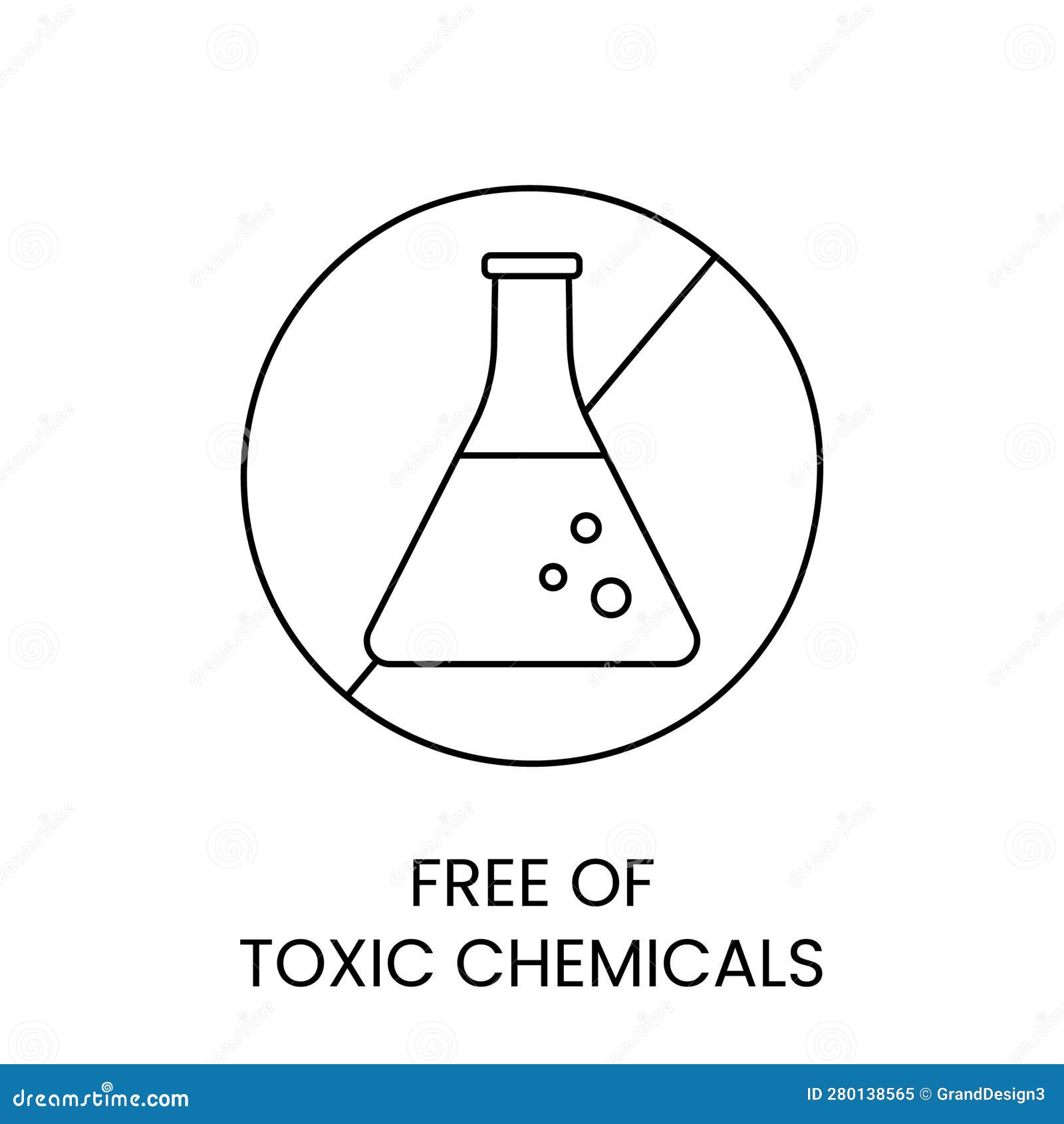 Vector Line Icon Depicting Absence Of Toxic Chemicals. | CartoonDealer ...