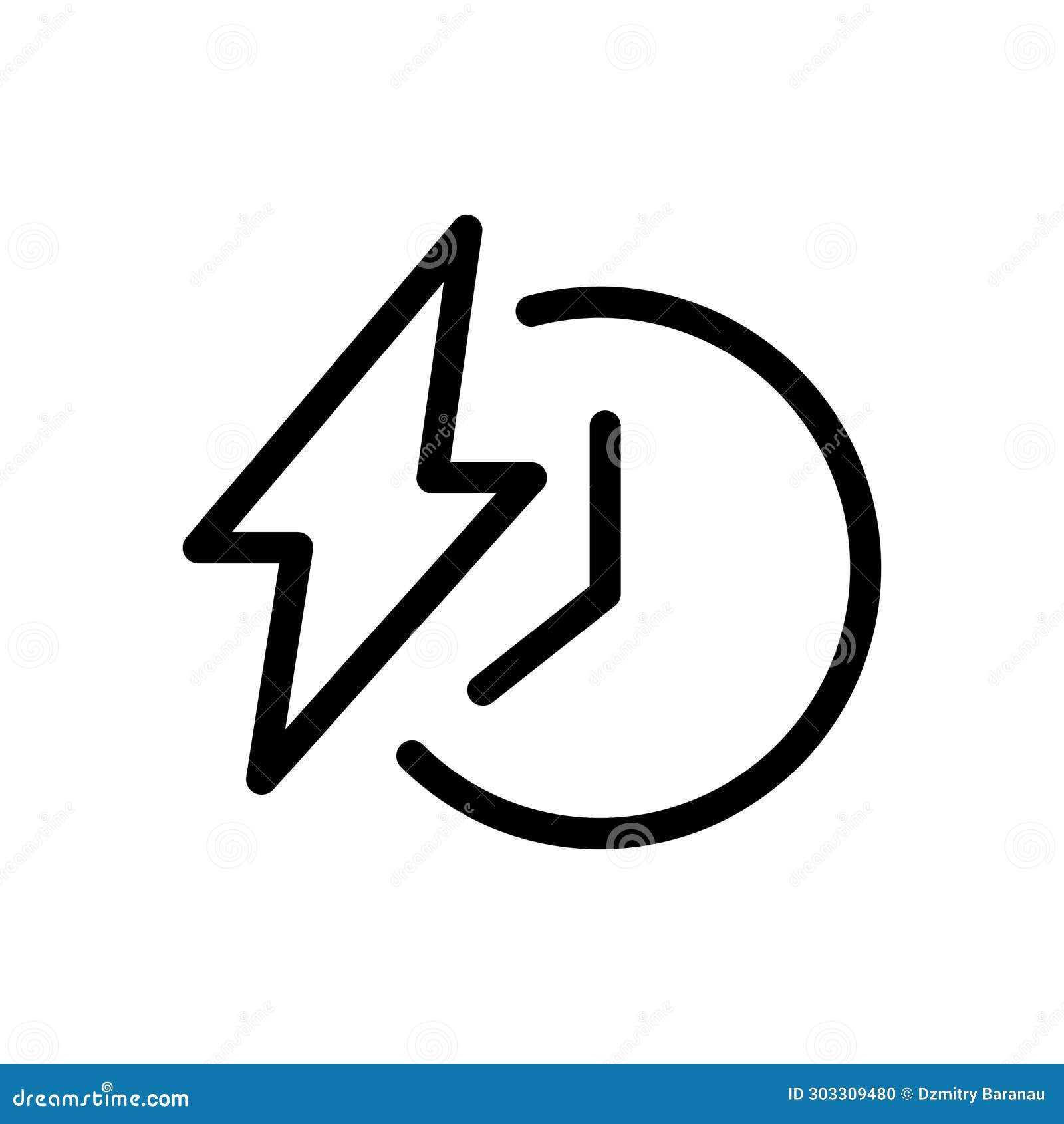 Vector Line Icon Electricity Sign with Clock, Saving Electricity ...