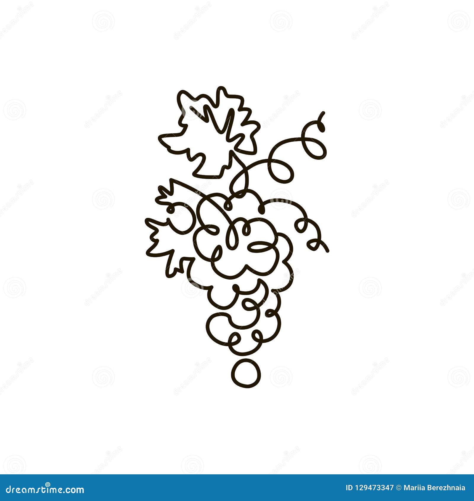 Vector Line Icon. Grape. One Line Drawing Stock Vector - Illustration ...