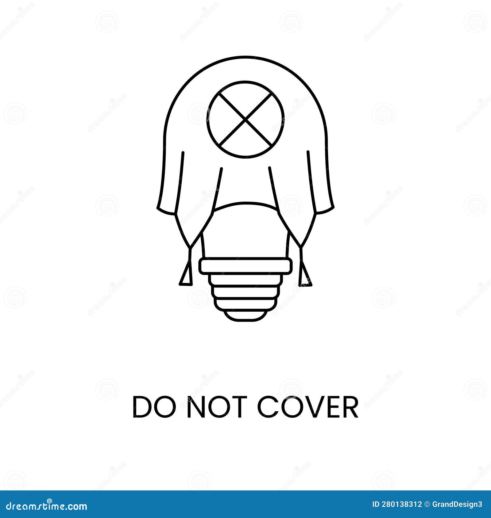 Vector Line Icon Indicating Do Not Cover the Lamp Stock Vector ...