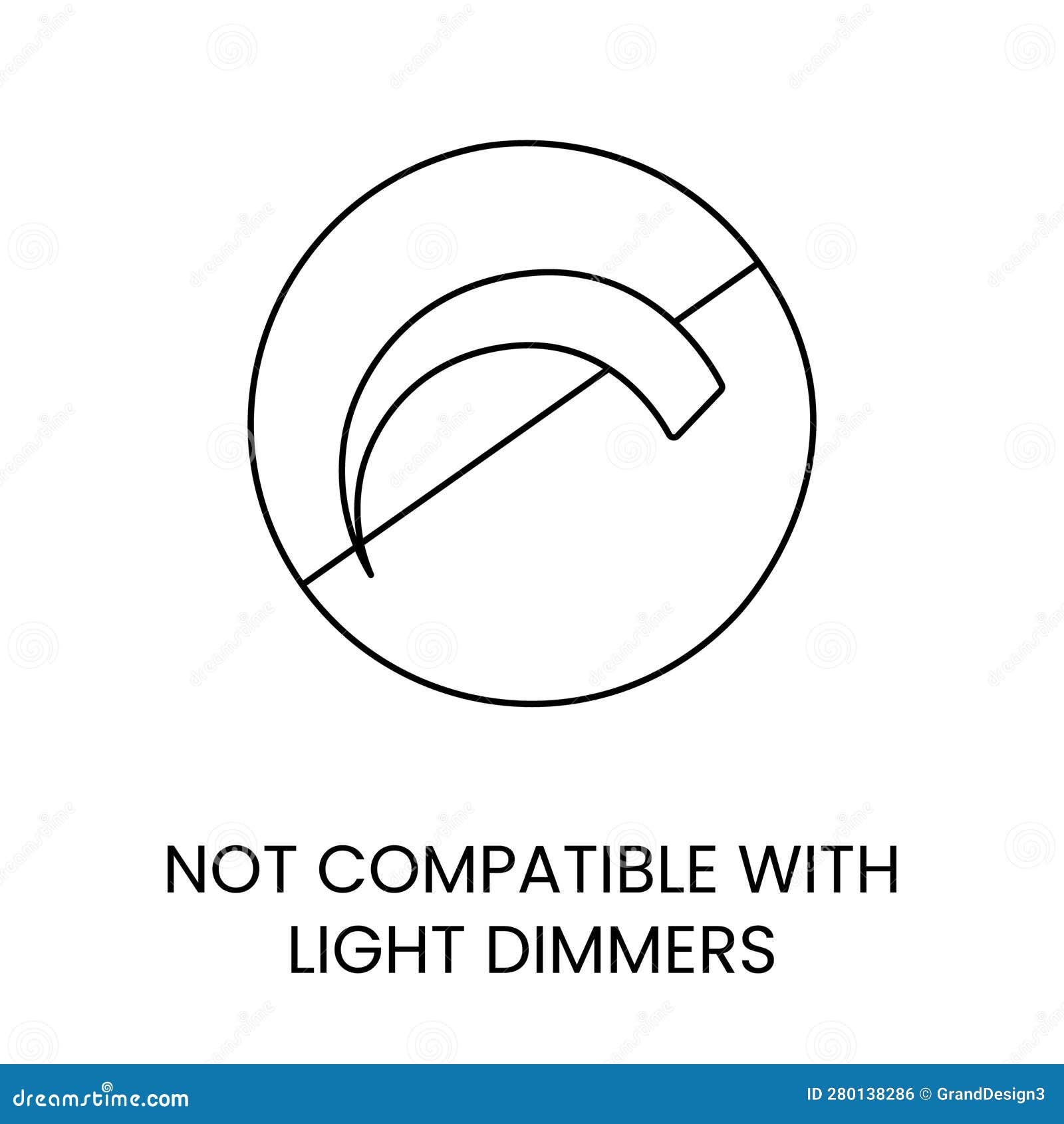 Vector Line Icon Indicating Incompatibility with Light Dimmers. Stock ...