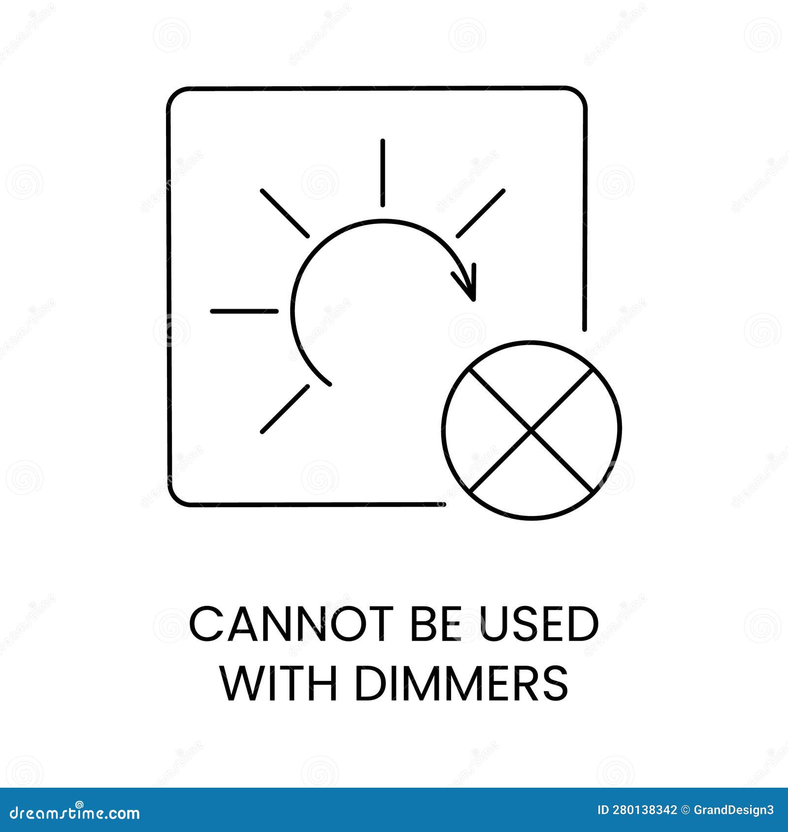 Vector Line Icon Indicating Incompatibility with Light Dimmers. Stock Vector - Illustration of ...