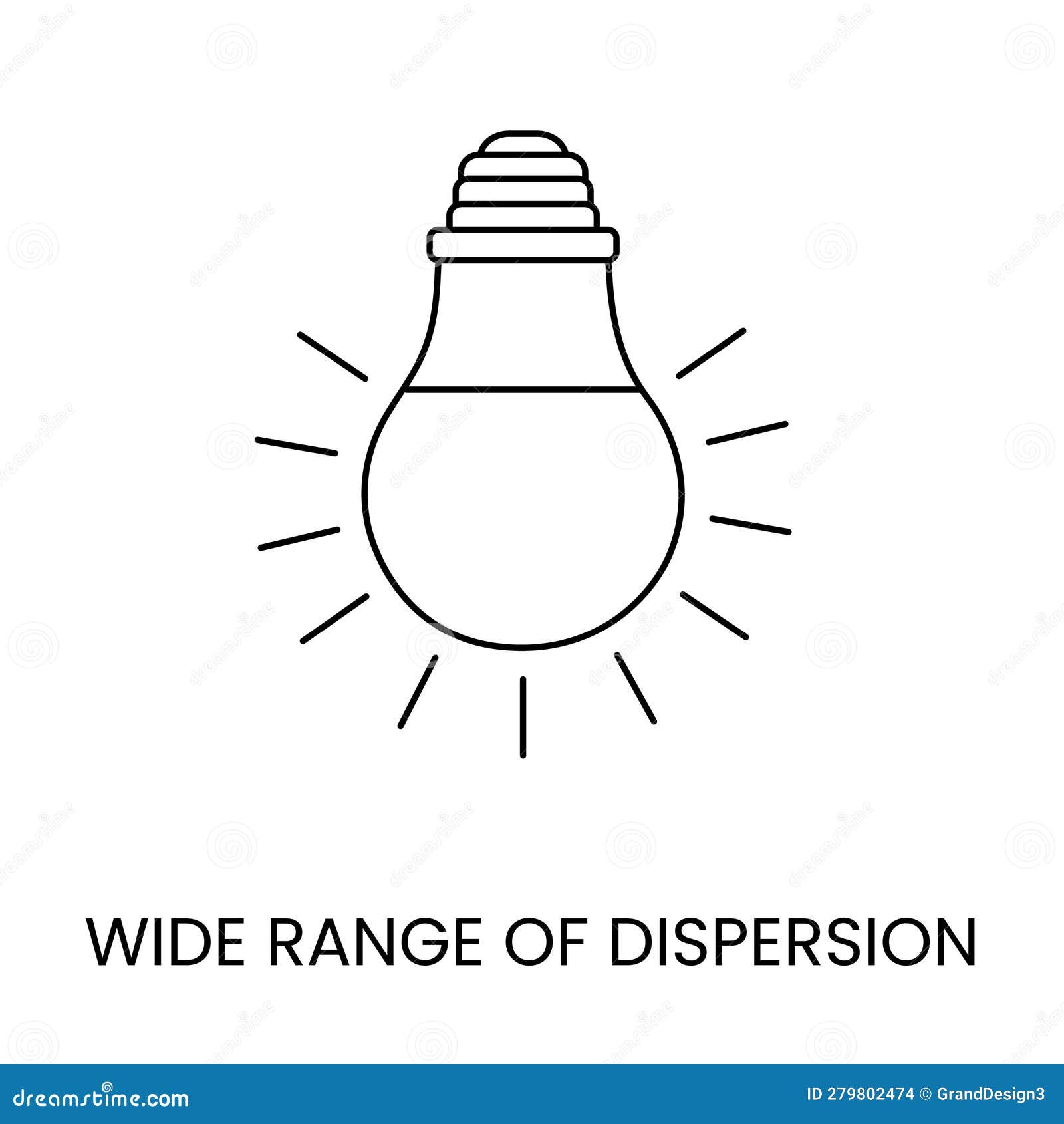 Vector Line Icon of a Lamp with Wide Light Dispersion Range. Stock ...