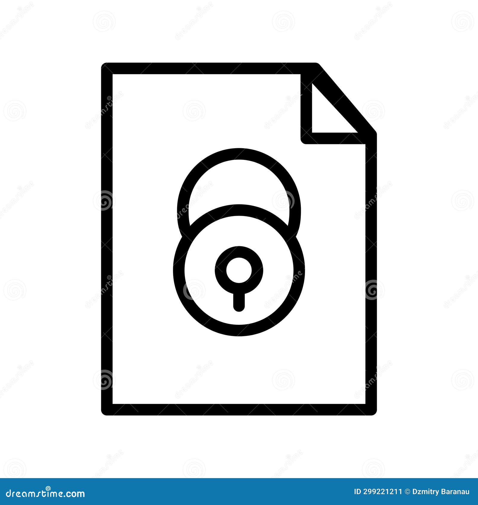 Vector Line Icon Lock Symbol Indicates that the Computer File is Secure ...