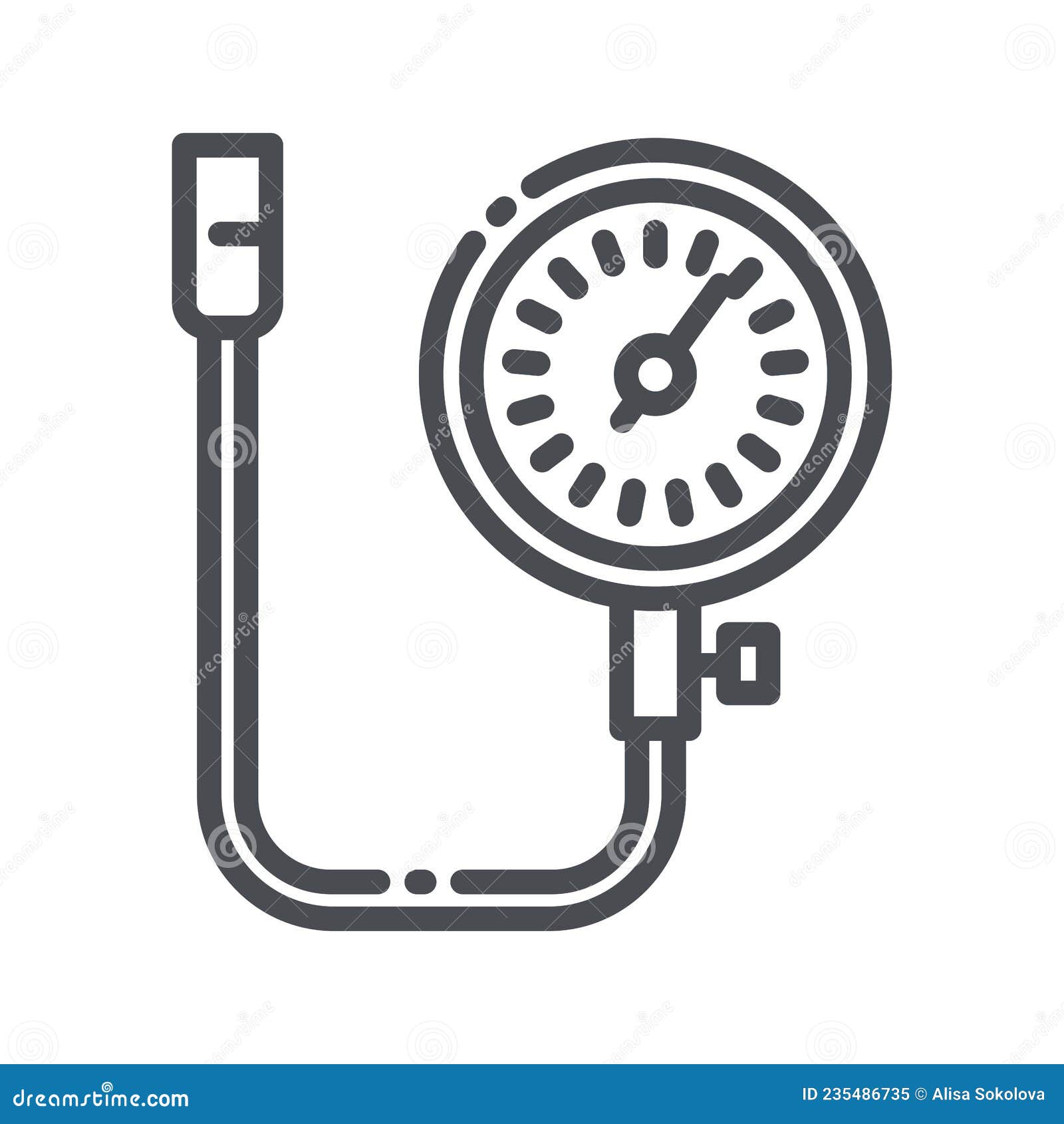 Vector Line Icon of a Manometer, Pressure Gauge Front View Isolated ...