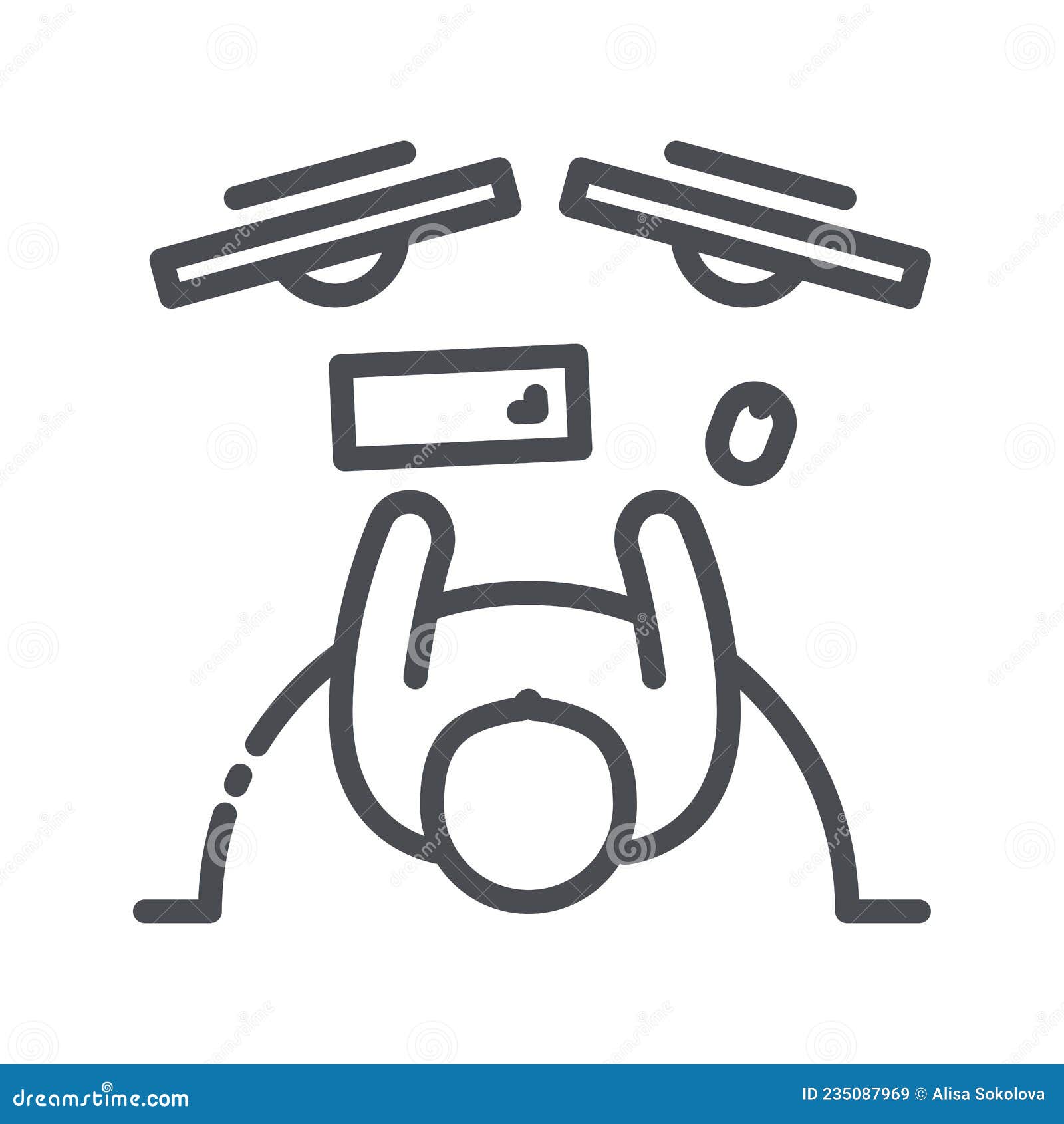 Vector Line Icon of an Office Worker Top View Isolated Stock Vector ...