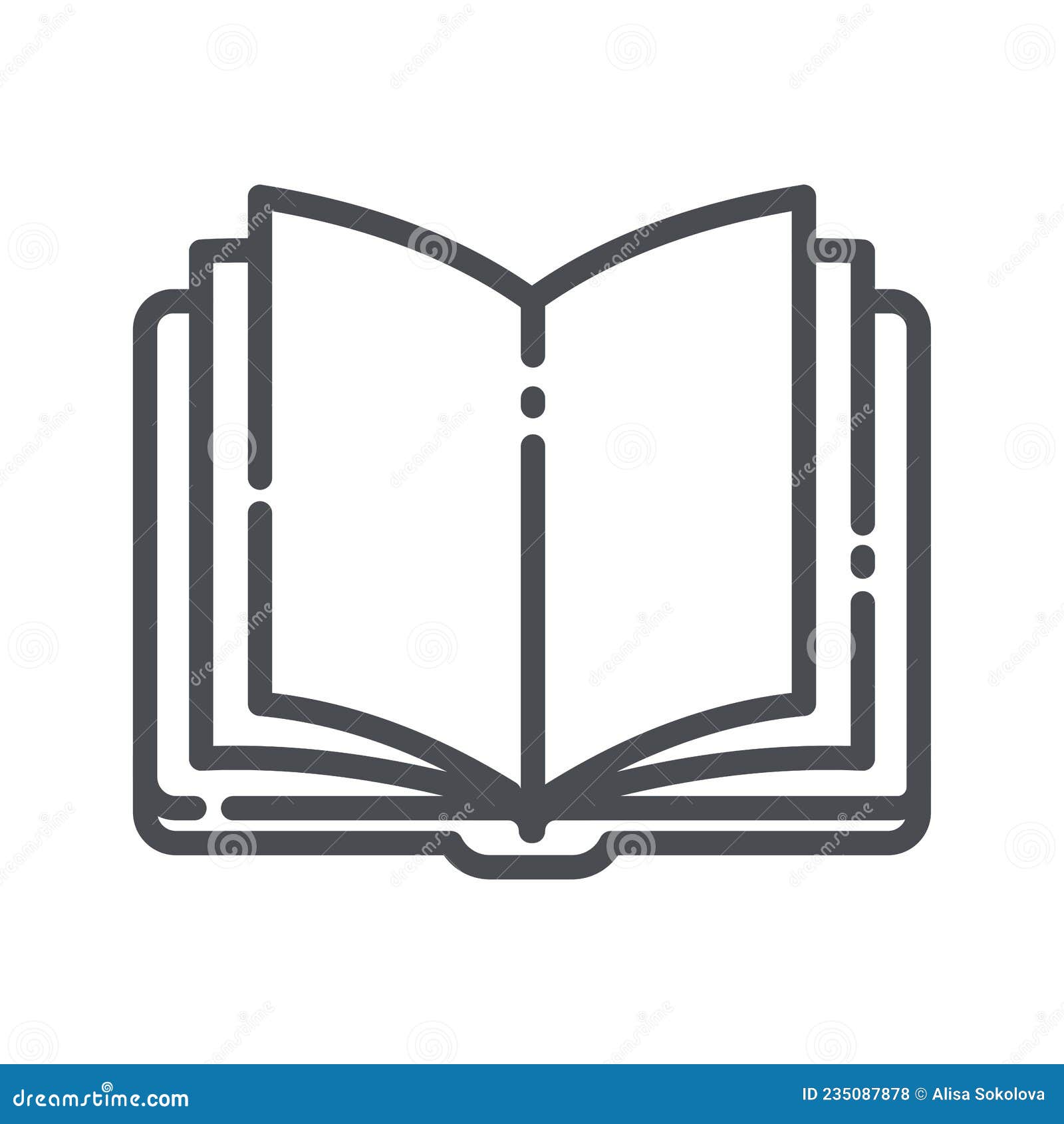 Vector Line Icon of an Opened Book Front View Isolated Stock Vector ...