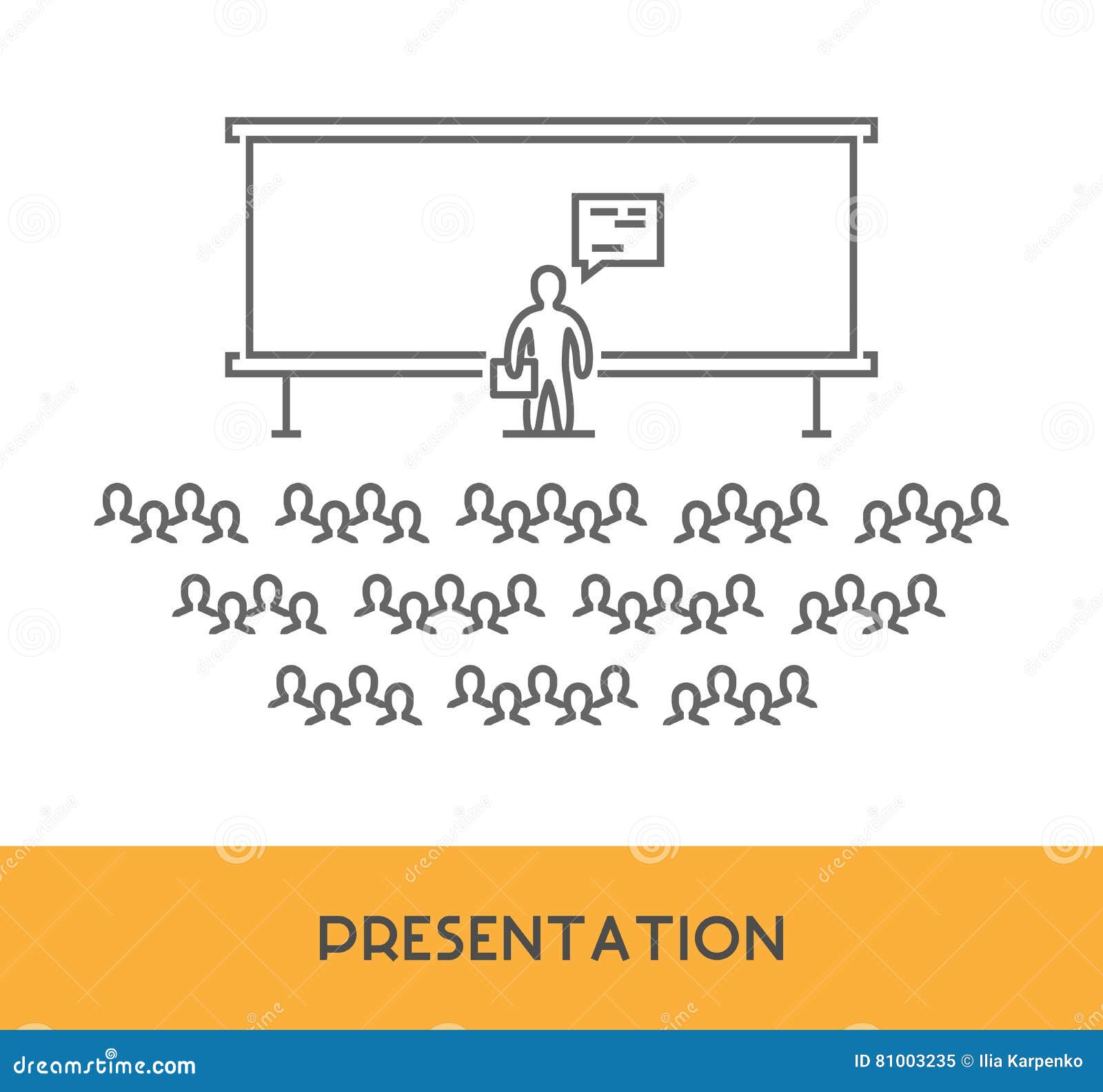 Vector Line Icon Presentation and Training. Stock Illustration ...