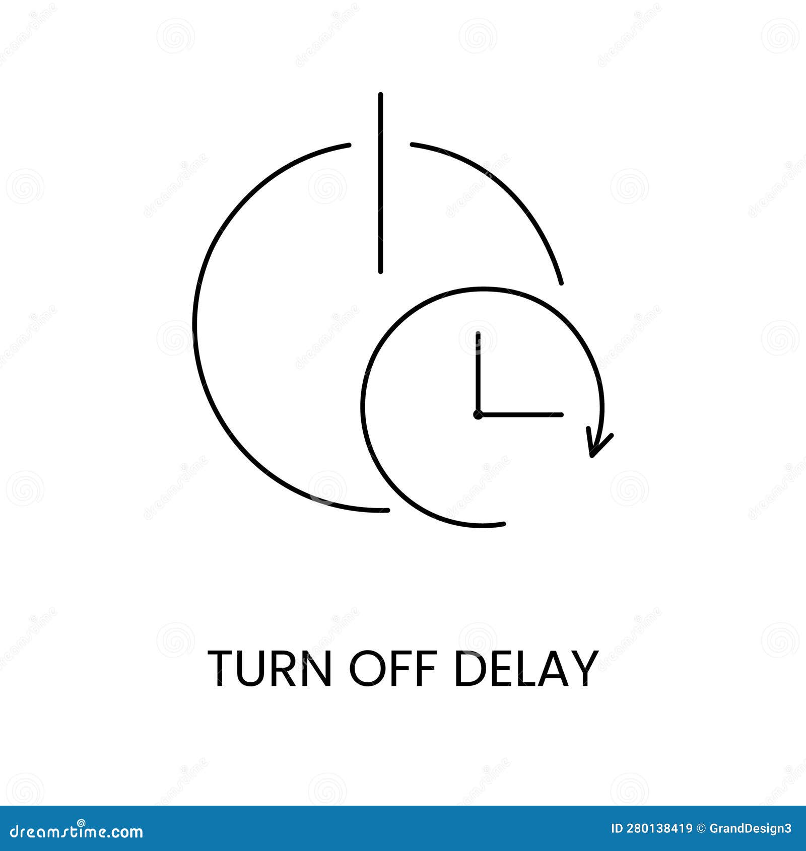 Vector Line Icon Representing Delayed Shutdown, Turn Off Delay Stock ... Vector Line Icon Representing Delayed Shutdown, Turn Off Delay Stock ...