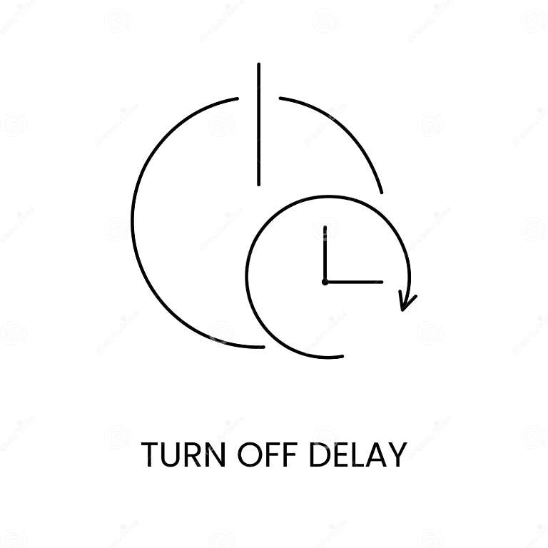 Vector Line Icon Representing Delayed Shutdown, Turn Off Delay Stock ...