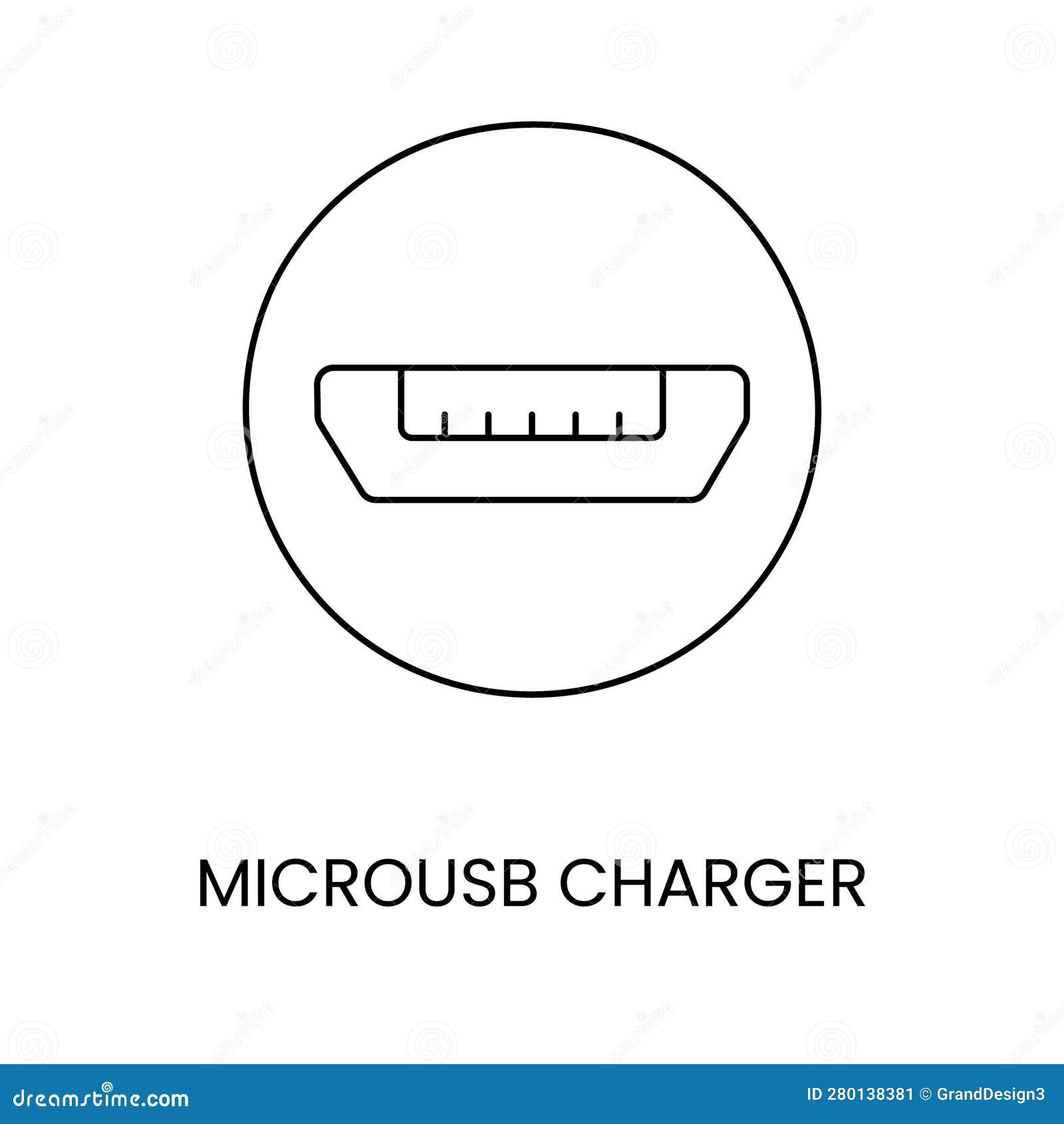Vector Line Icon Representing a Micro USB Charger. Stock Vector ...