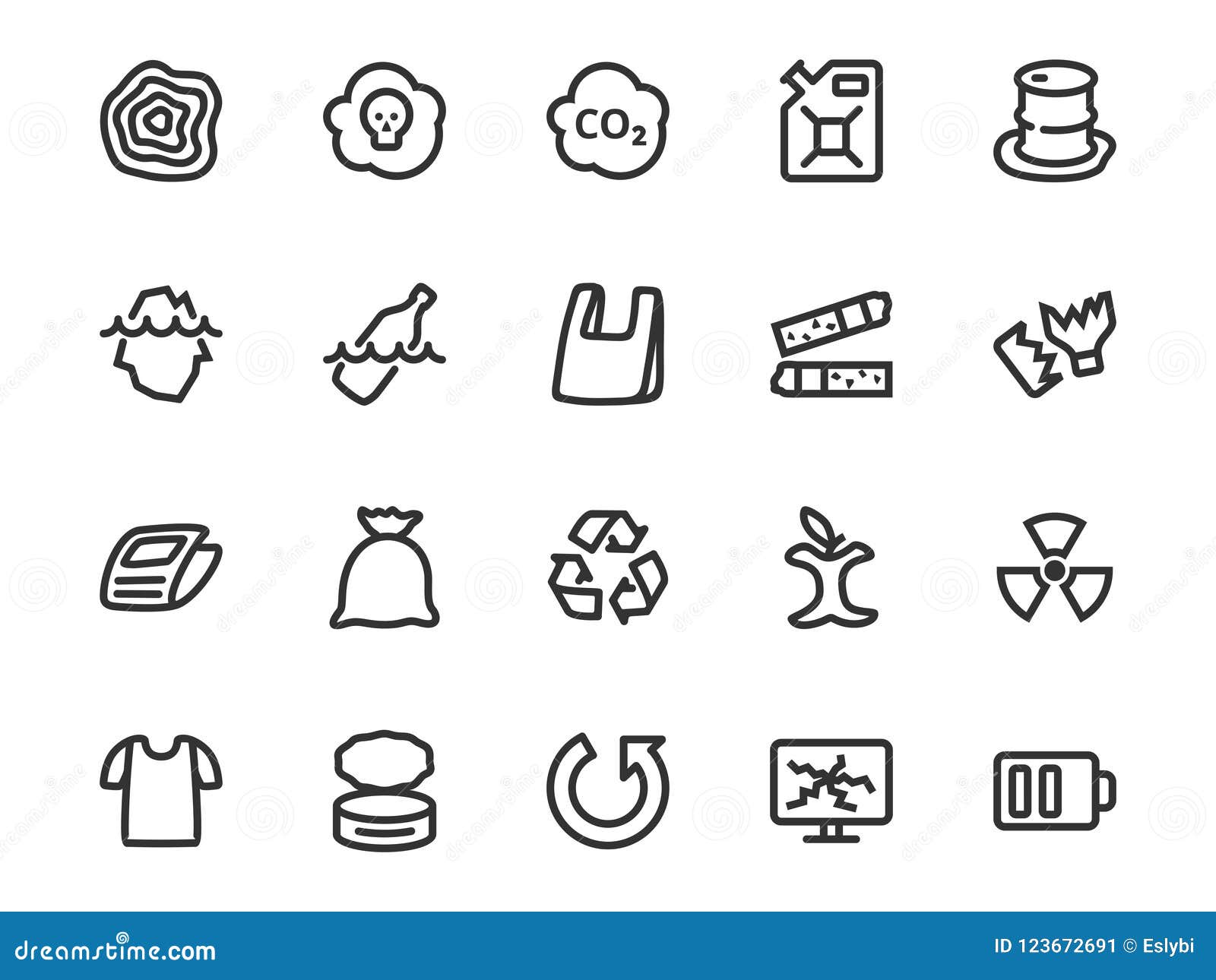 Vector Line Icon Set of Garbage and Waste Sorting. Stock Vector ...