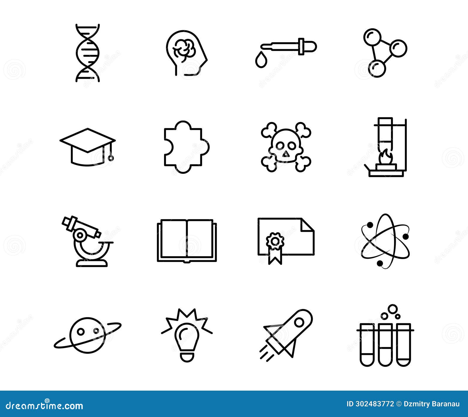 Vector Line Icon Set Science. Technology Education Symbol Outline and ...