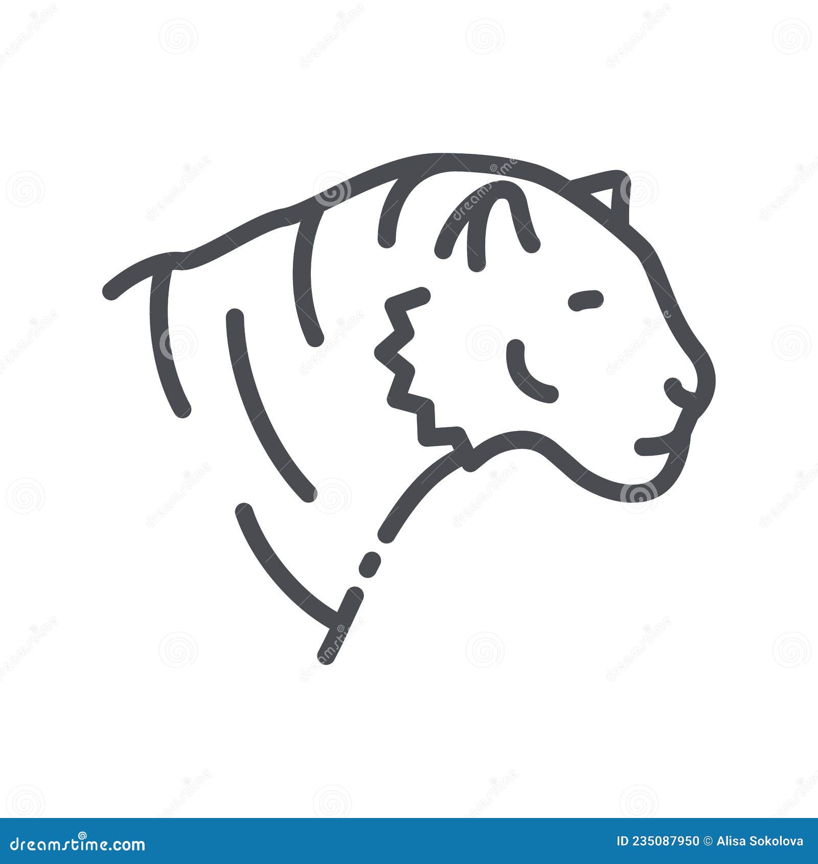 Vector Line Icon of a Tiger Head Side View Isolated Stock Vector ...