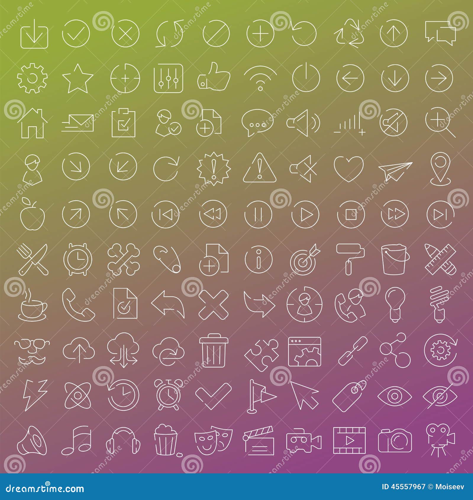 100 vector line icons set stock vector. Illustration of line - 45557967