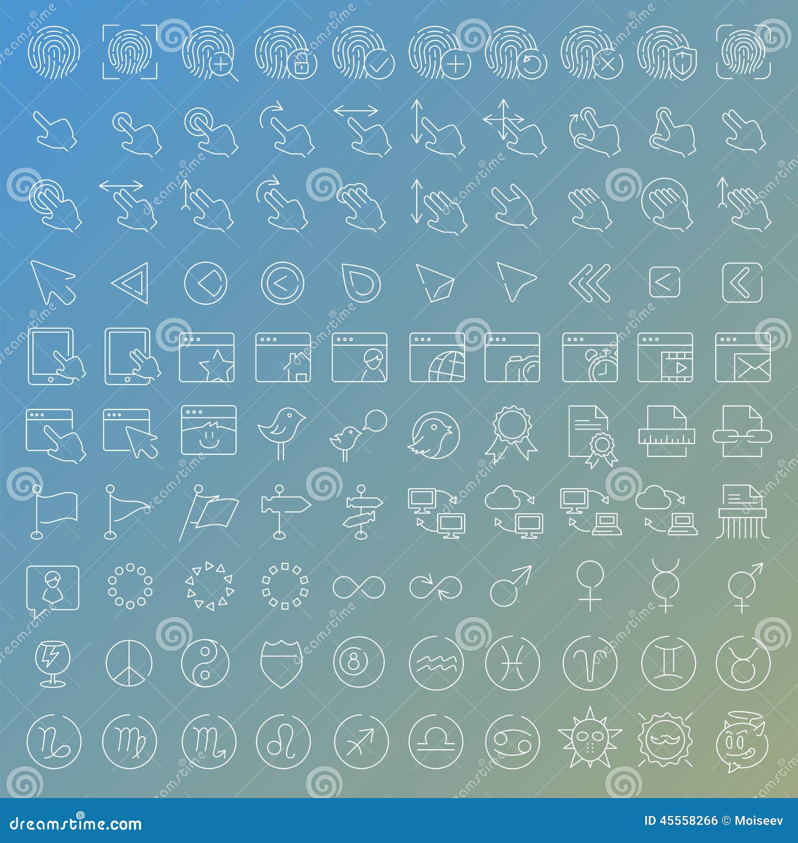 100 vector line icons set stock vector. Illustration of bird - 45558266