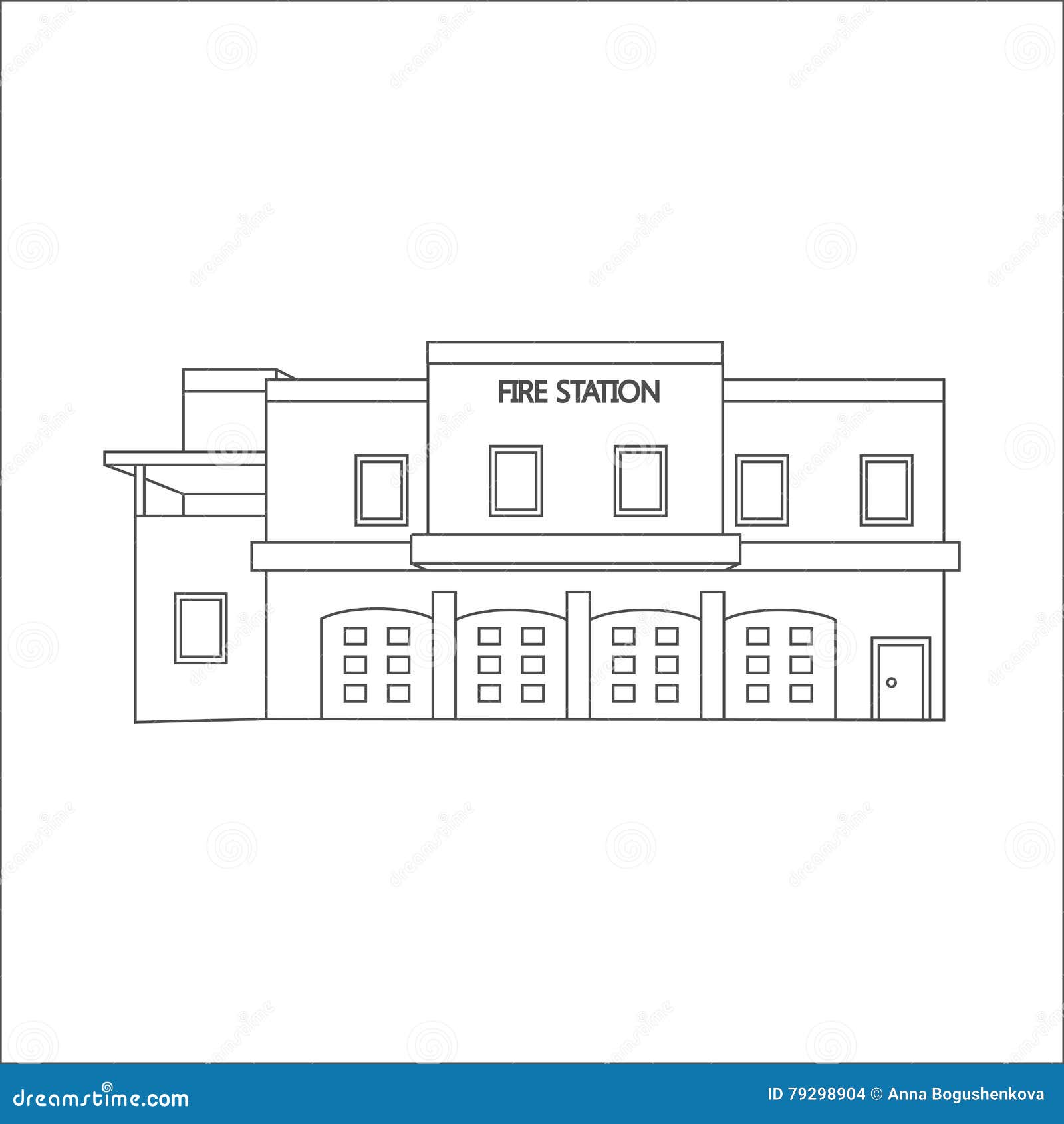 Vector Line Illustration Of Fire Station | CartoonDealer.com #79298904