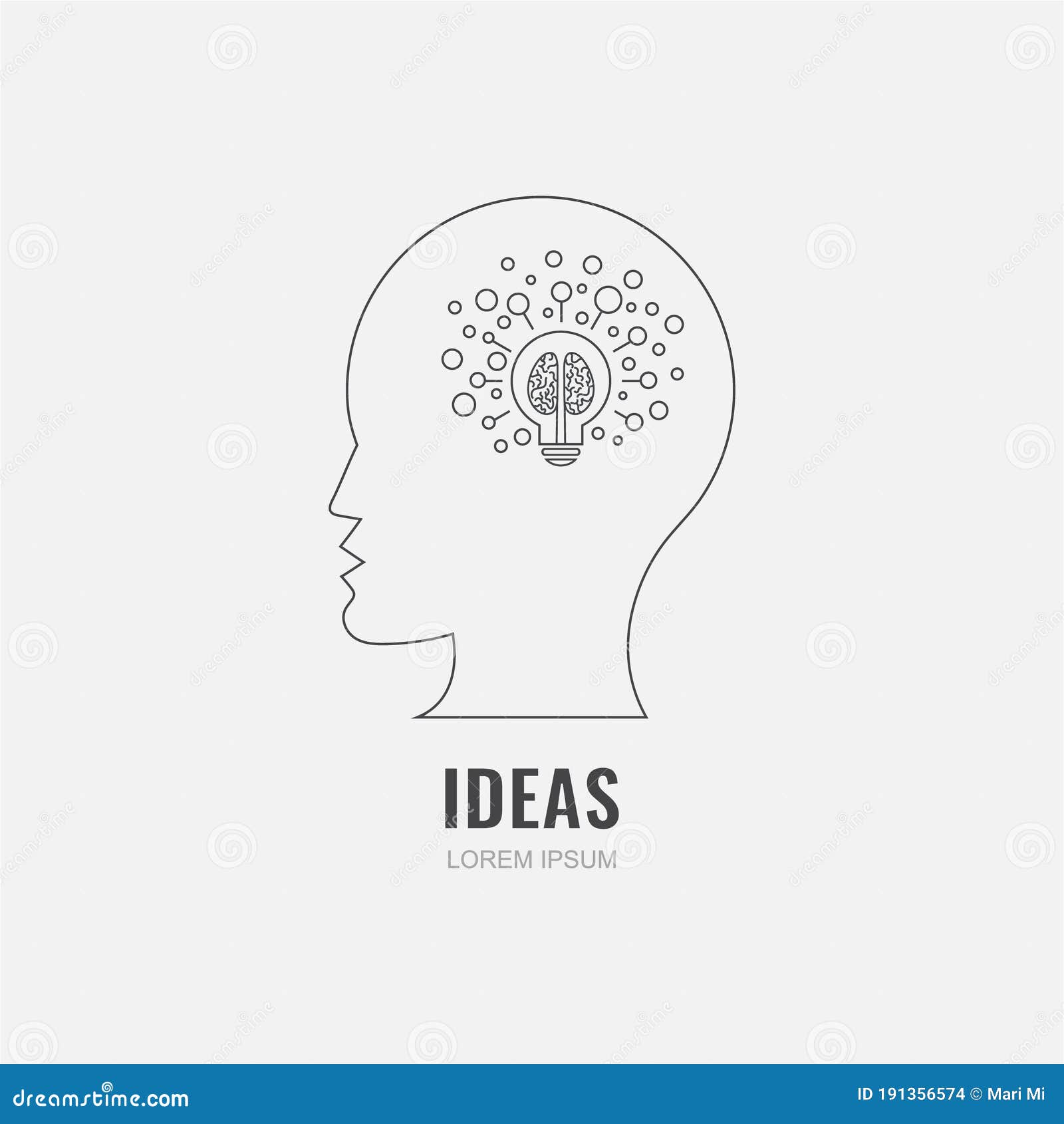Vector Line Illustration. the Human and Ideas. Isolated on Gray ...