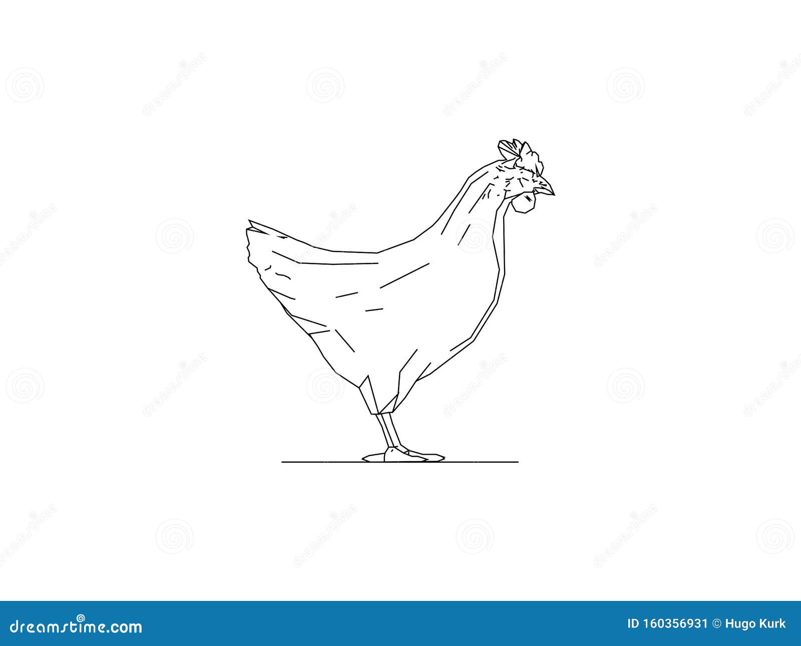 Vector Illustration of the Side View of a Chicken Isolated in White ...