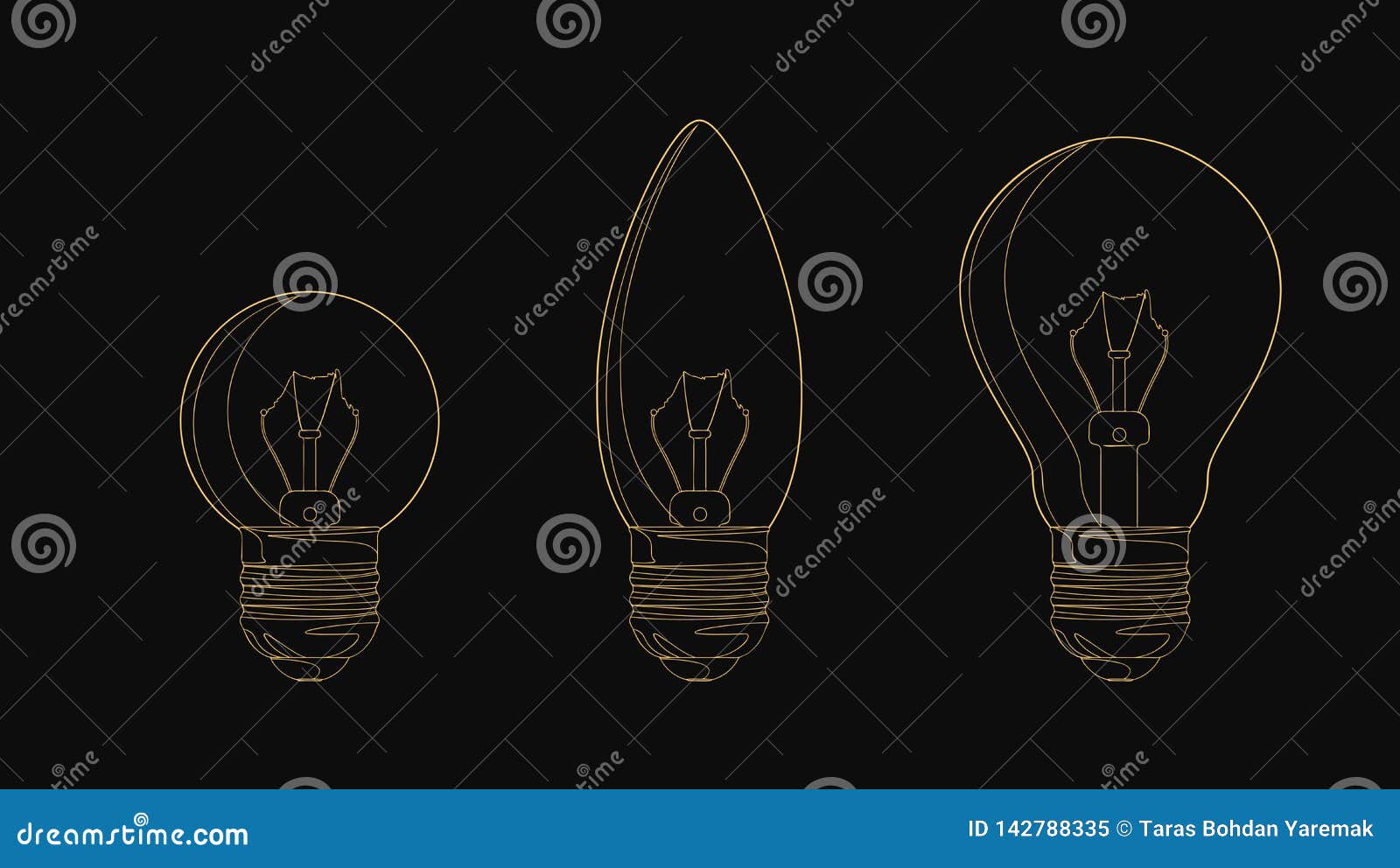 Vector Line Incandescent Light Bulb Set. Vector Illustration for Your ...