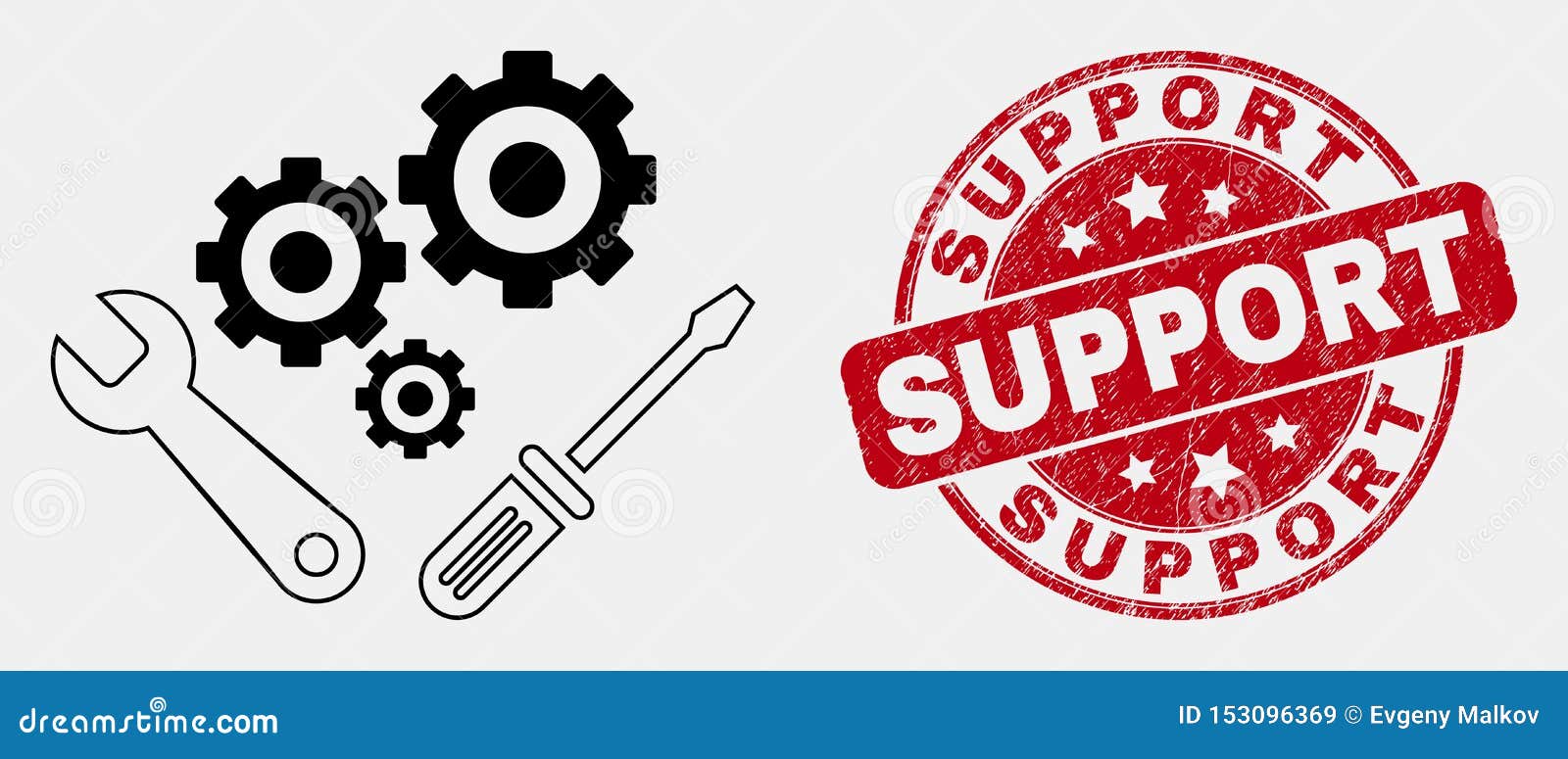 Vector Outline Instrumental Tools Icon and Distress Support Watermark ...