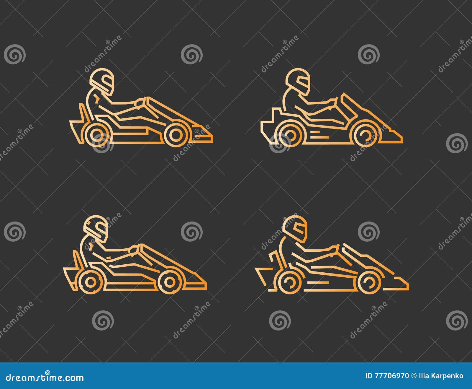 Linear Karting Symbol. Vector Figures Racer Karts. Royalty-Free Stock ...
