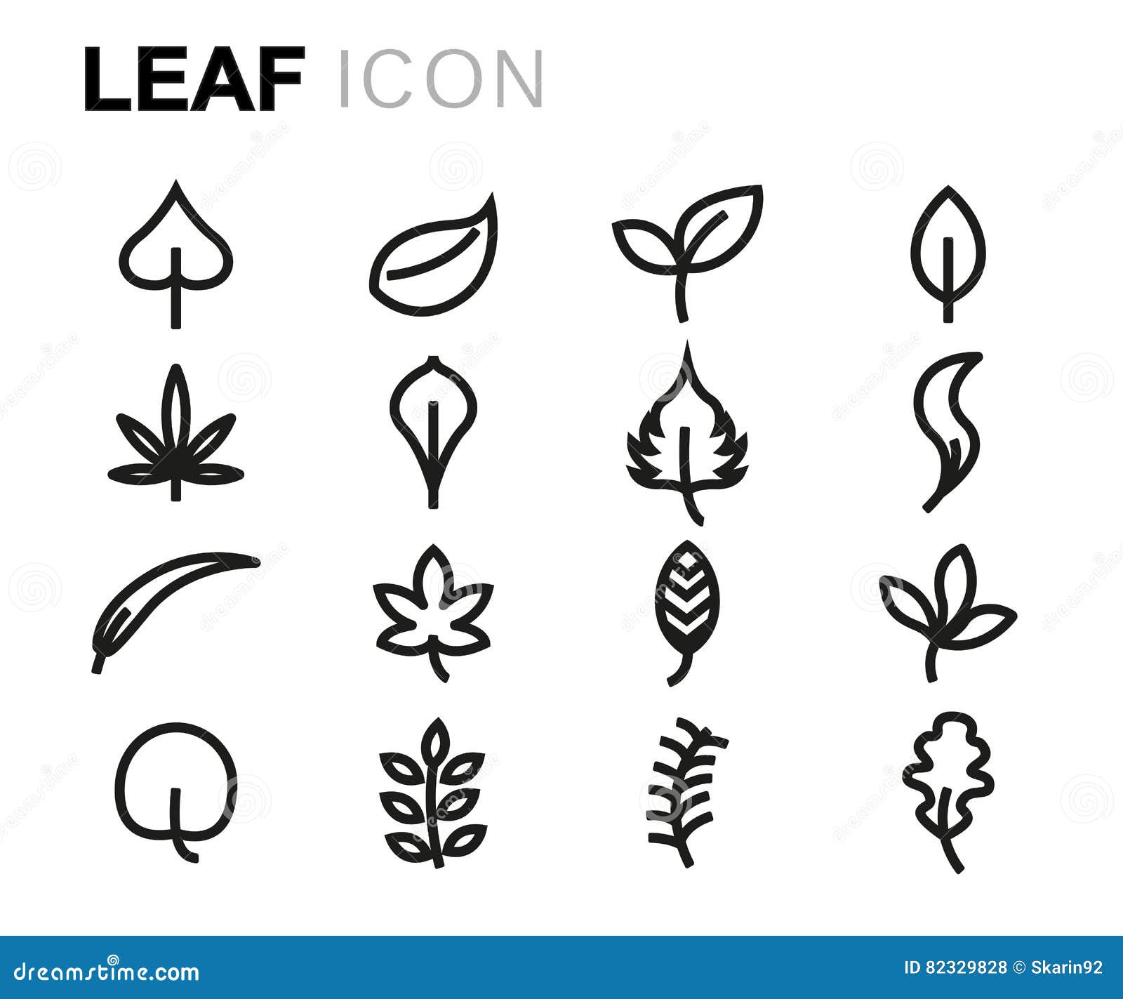 Vector line leaf icons set stock illustration. Illustration of isolated ...