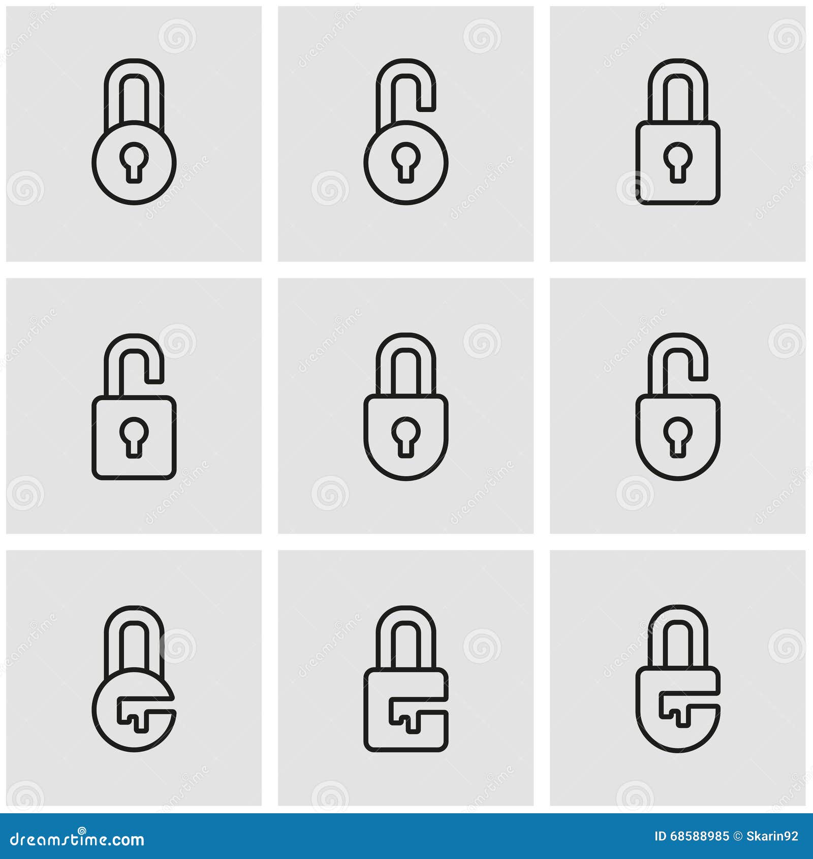 Vector line locks icon set stock illustration. Illustration of ...