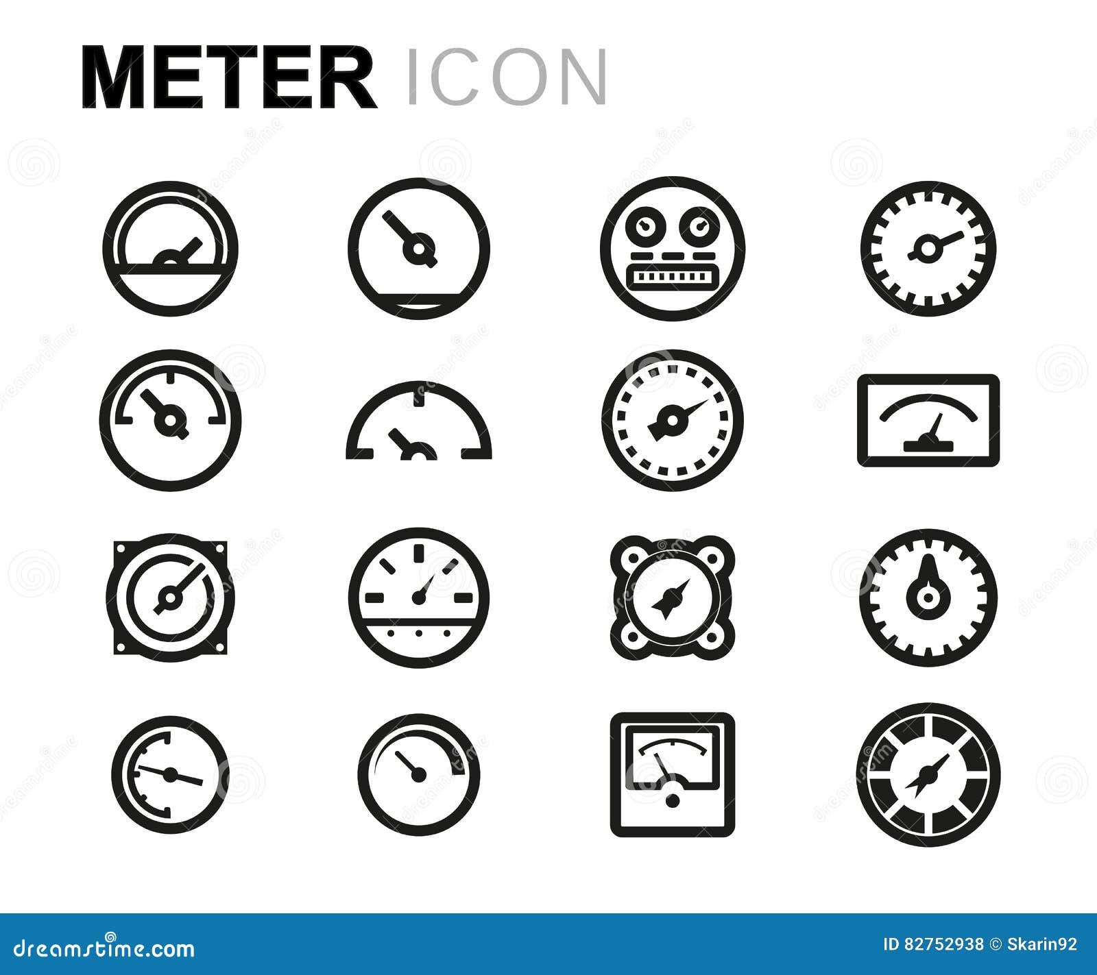 Vector line meter set stock vector. Illustration of speedometer - 82752938