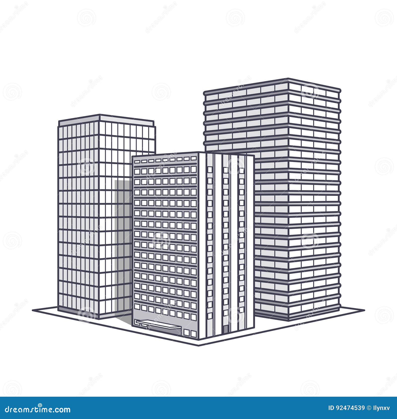 Vector Line Office Building Stock Vector - Illustration of exterior ...
