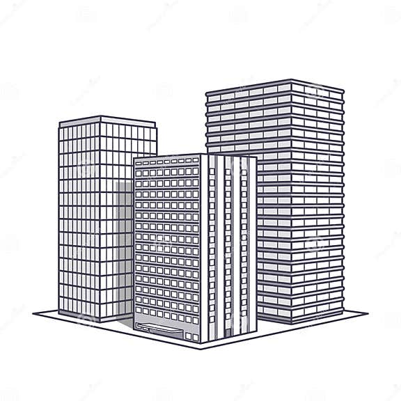 Vector Line Office Building Stock Vector - Illustration of exterior ...