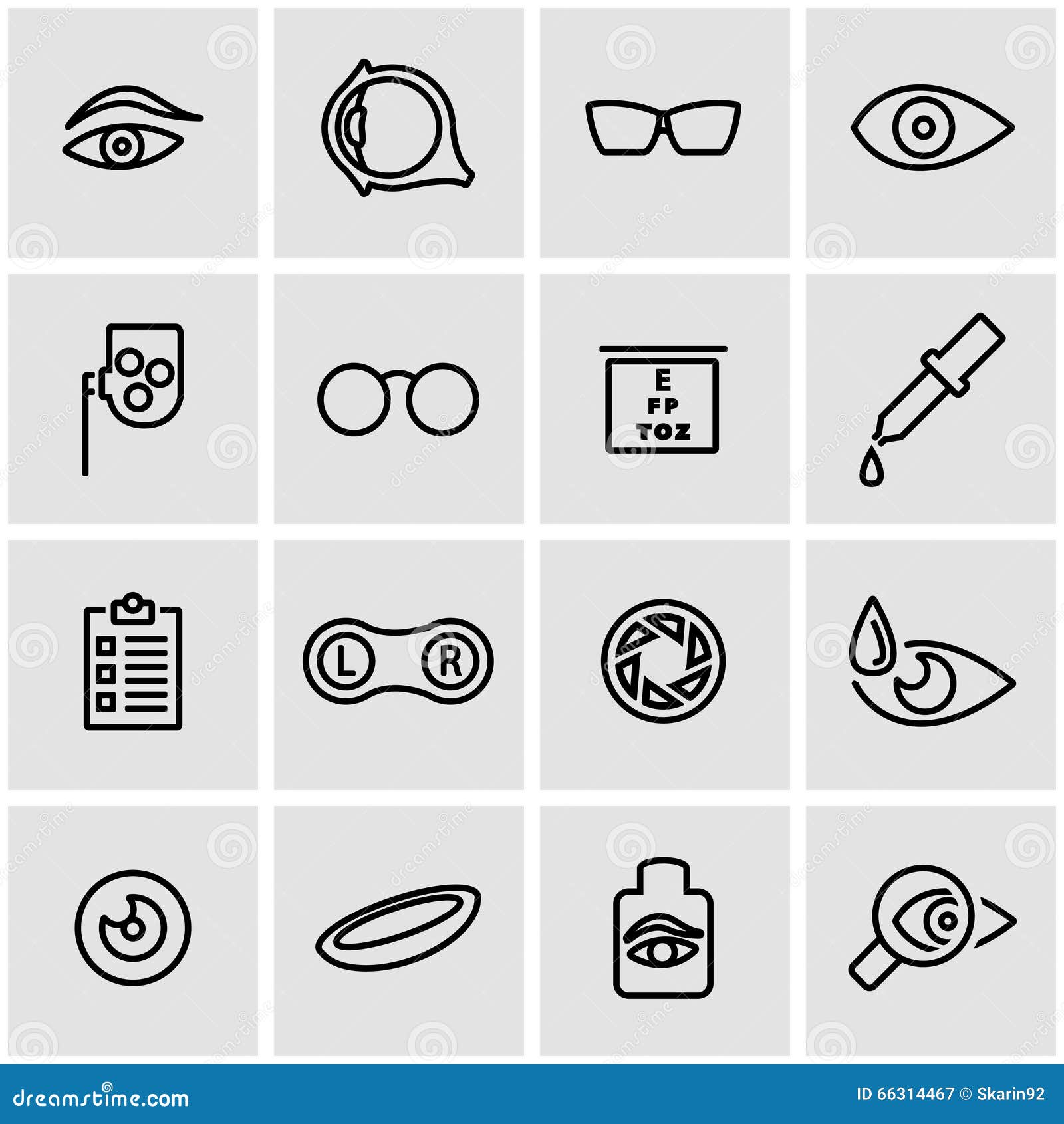 Optometry Icon. Ophthalmology Symbols Eye Doctor Lens Optician Vector ...