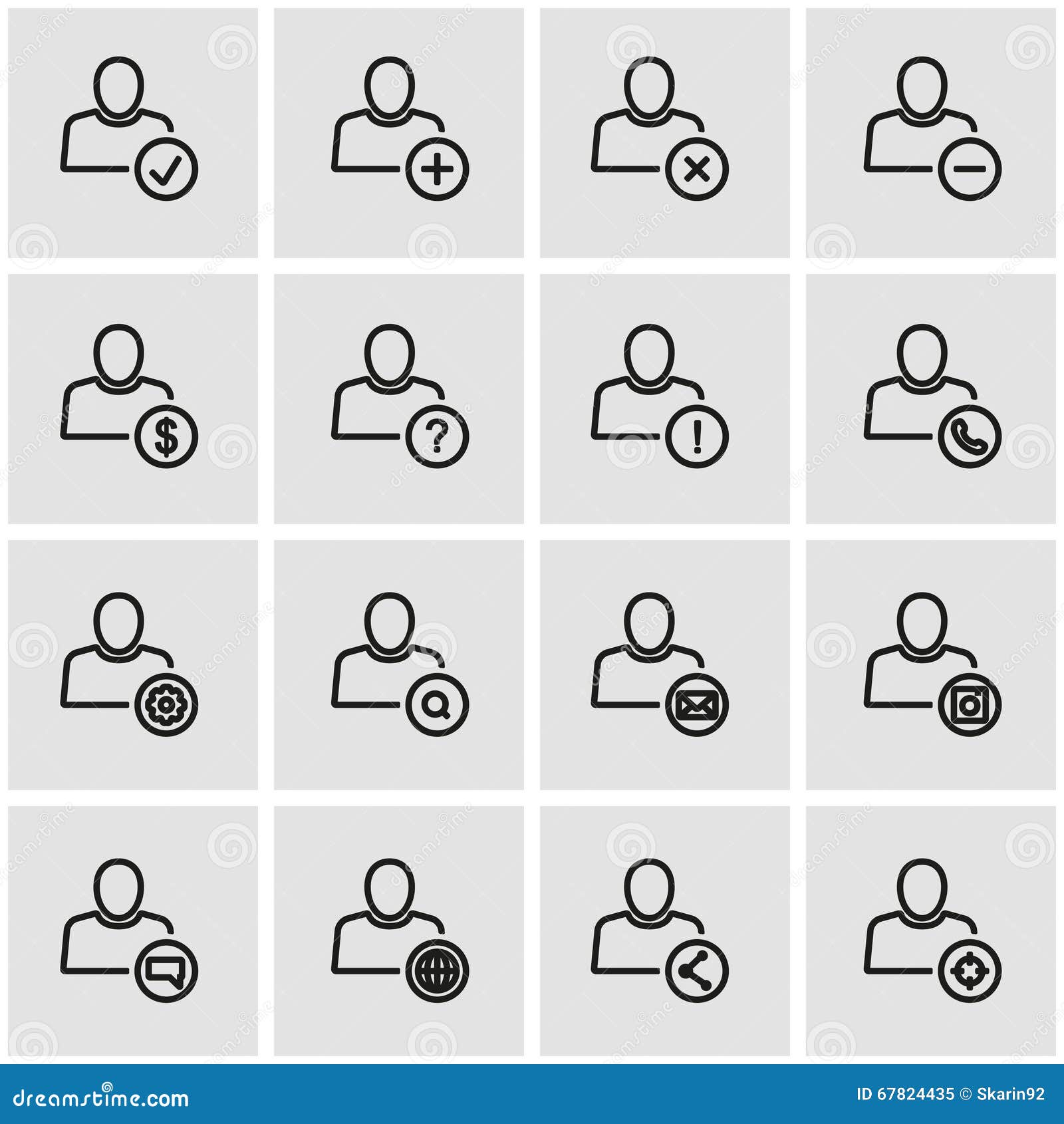 Vector Line People Icon Set Stock Illustration - Illustration of line ...