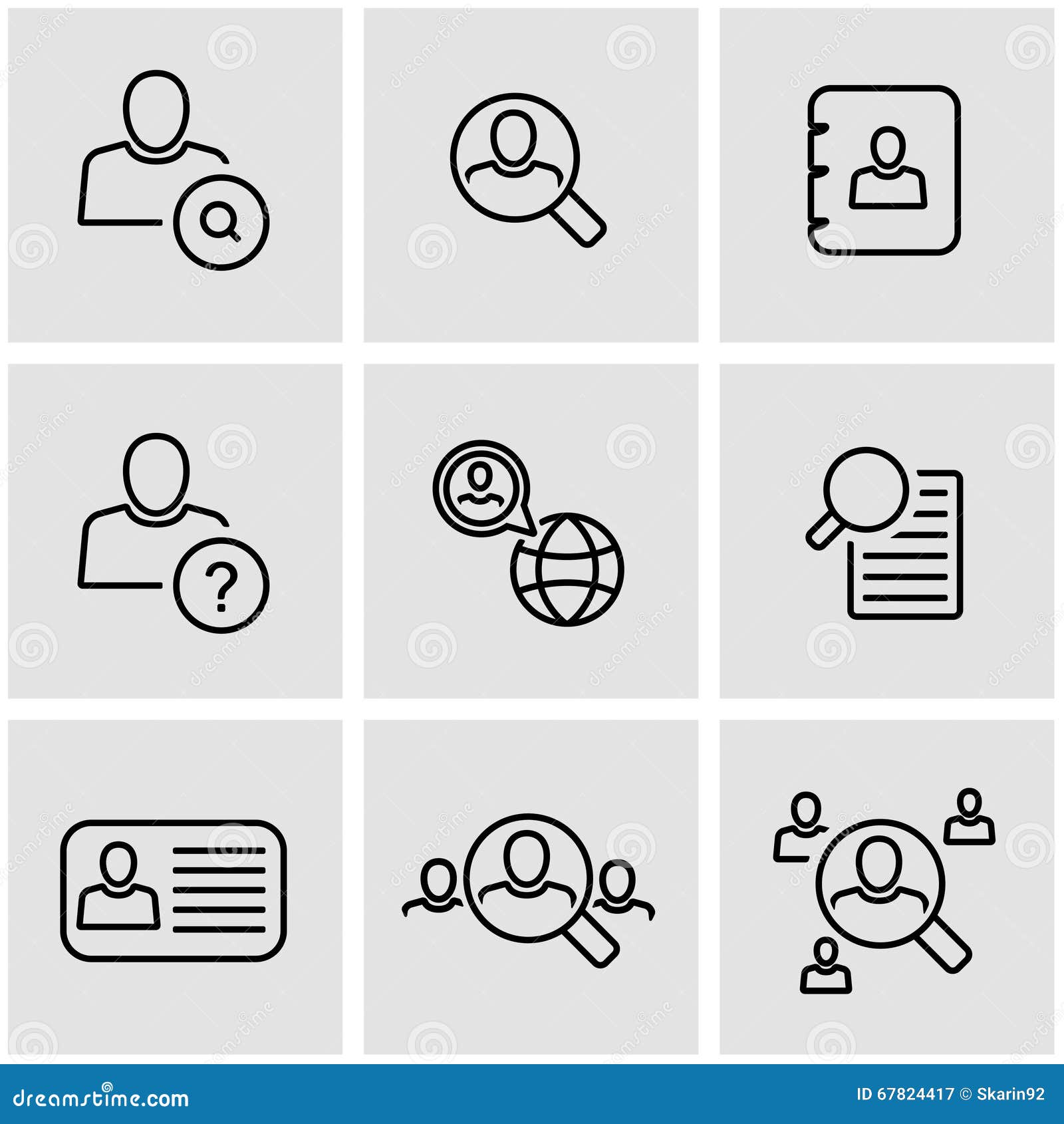 Vector Line People Search Icon Set Stock Illustration - Illustration of ...